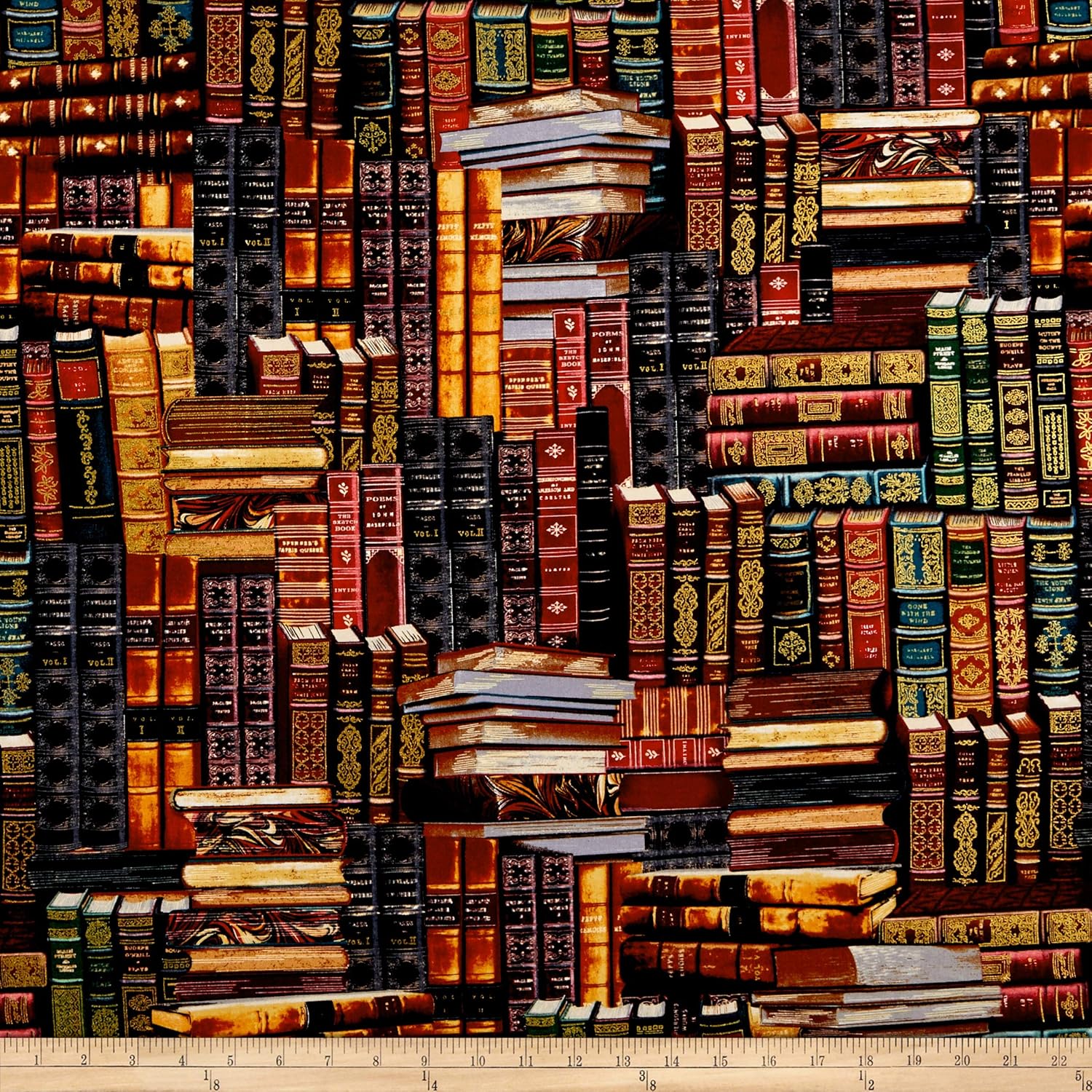 Amazon.com: Timeless Treasures Packed Books Multi, Fabric by the Yard ...