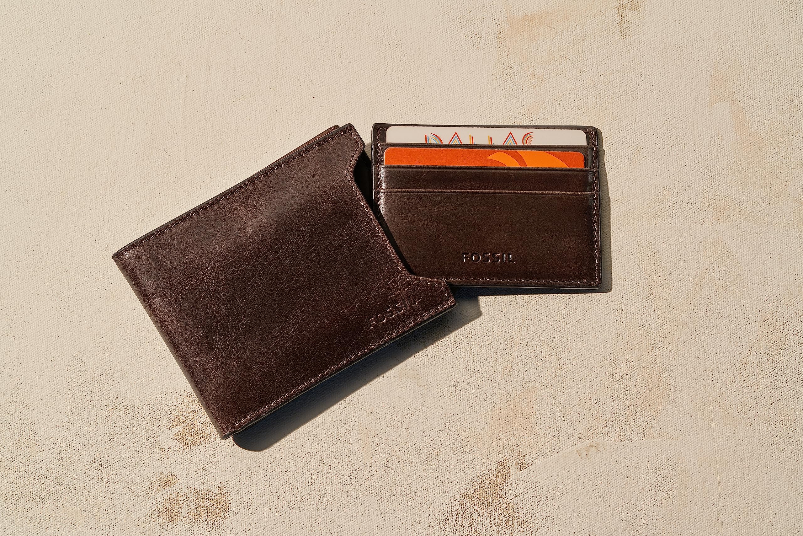 Snapklik.com : Fossil Mens Derrick Leather Bifold Sliding 2-in-1