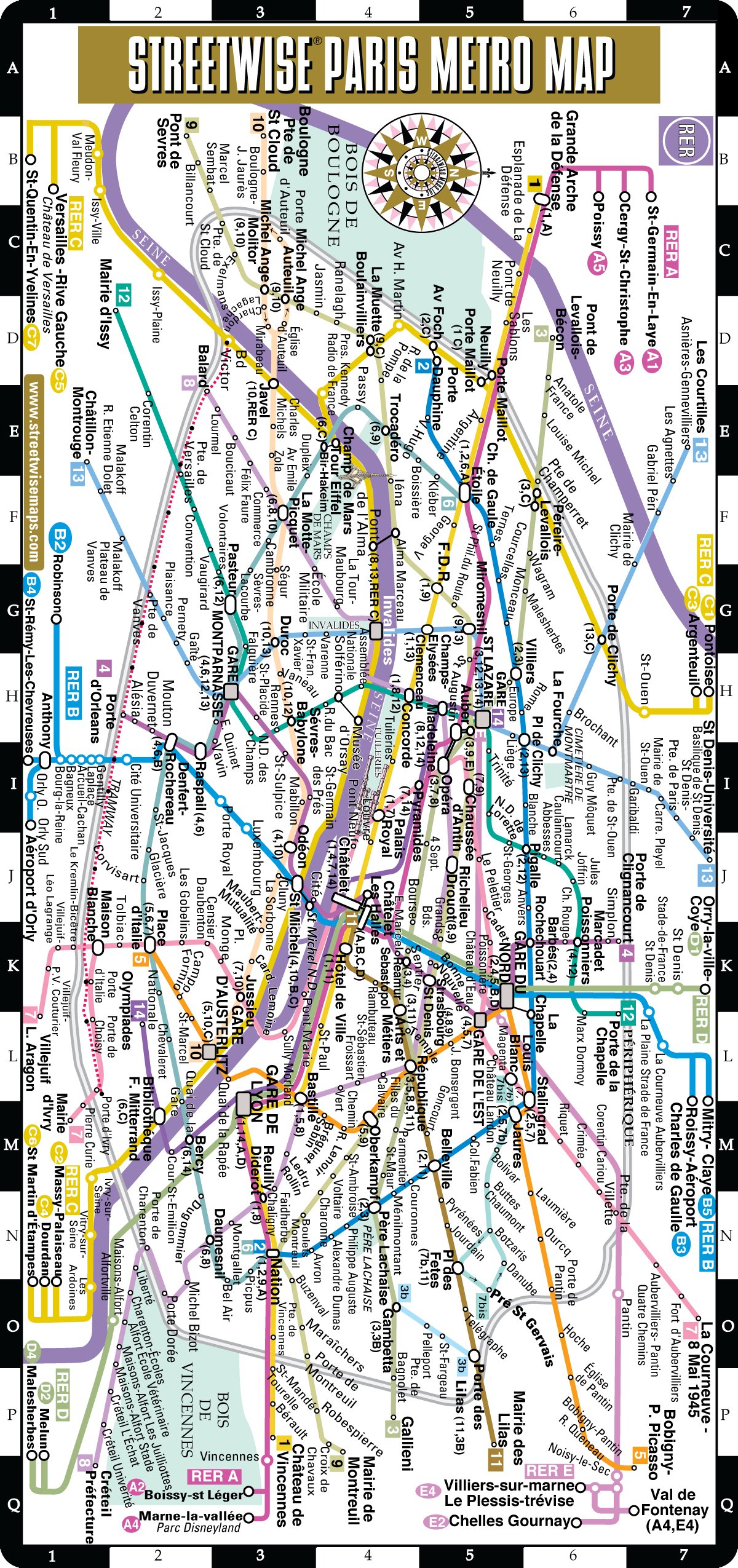 Streetwise Paris Metro Map Laminated Paris Metro Map Folding Pocket ...