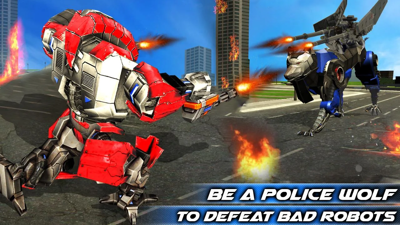 Wolf Robot Police Copter Car Transformation Wild Shoot City Attack ...