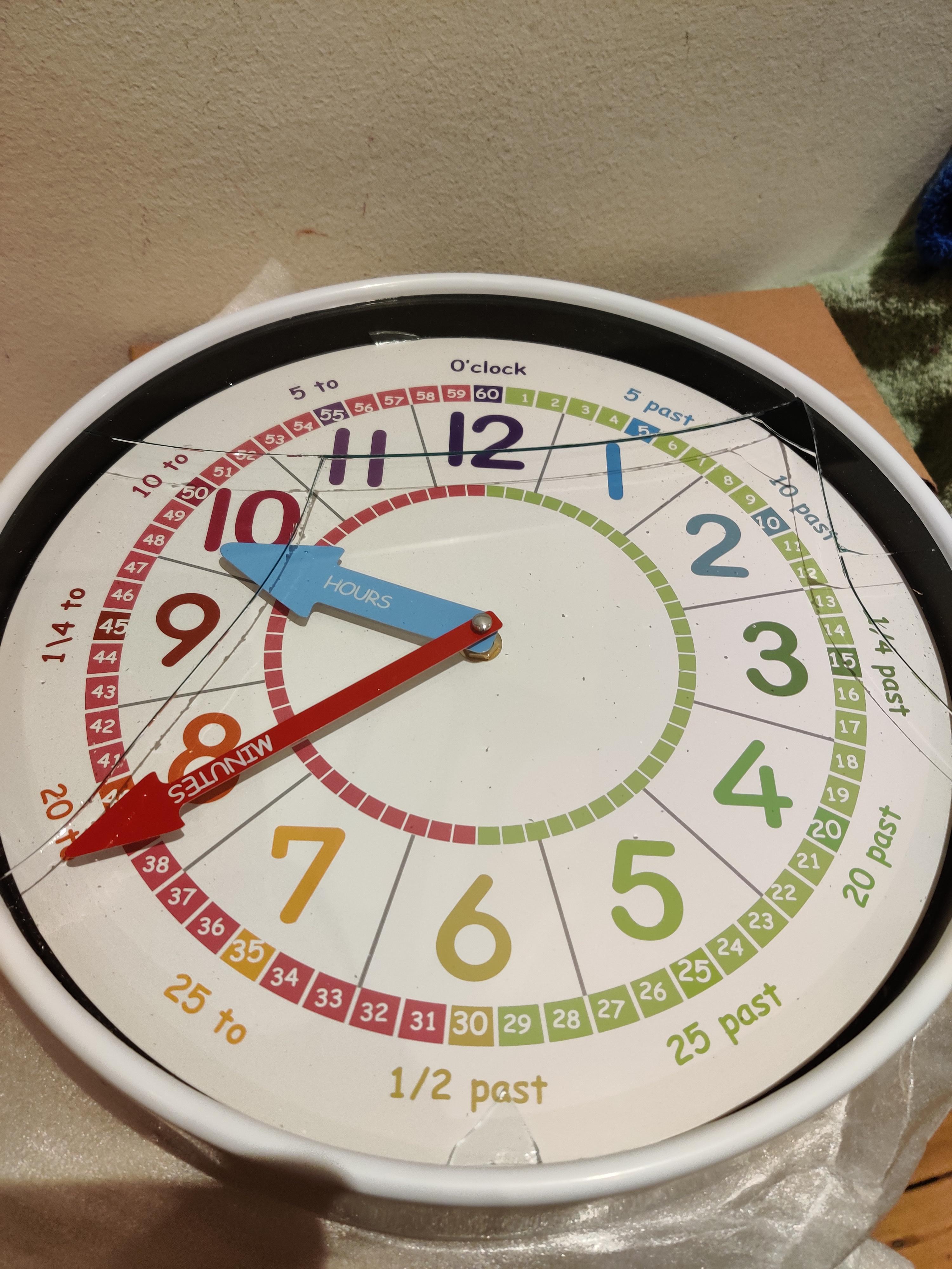 Tell the Time Children's Clock 30cm (12 inches) White. Easy learn time ...