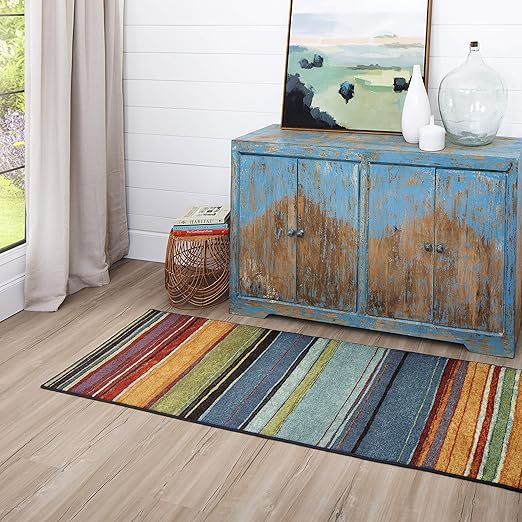 Amazon.com: Mohawk Home Rainbow Stripe 2' x 5' Area Rug - Multicolor ...