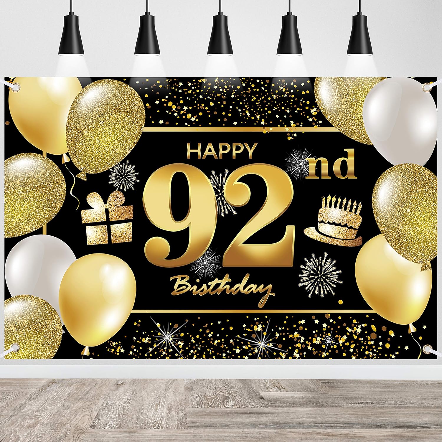 Amazon.com: 92nd Happy Birthday Banner - Decorations for Men - Party ...