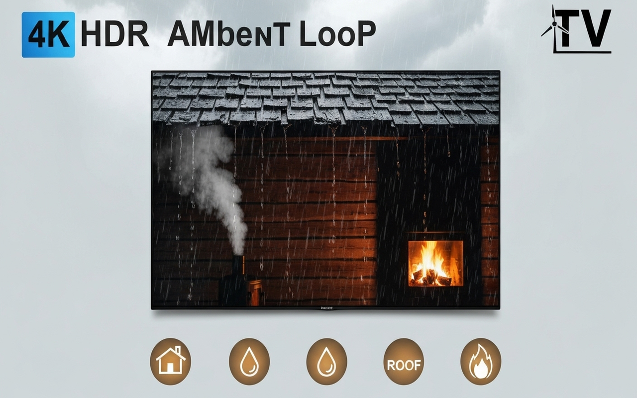 Wood Cabin Roof Rain 4K – Howling Wind TV Screensaver - App on the ...