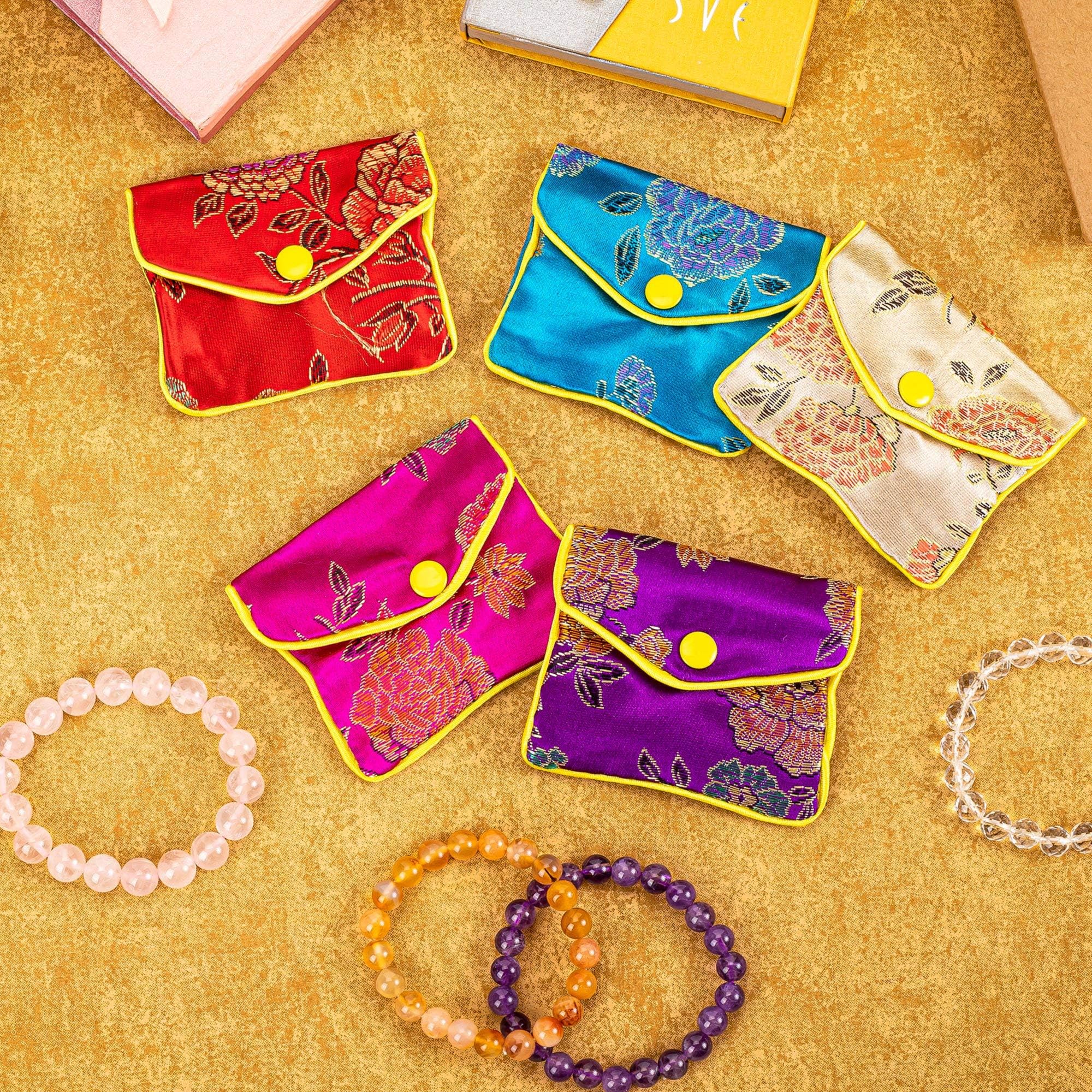 Amazon.com: 50 Pcs Jewelry Silk Purse Pouch Gift Bags Bulk, Chinese ...