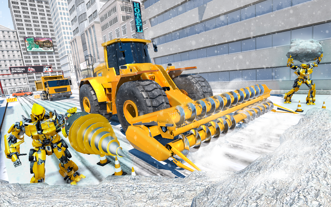 Snow Excavator Crane Simulator City Construction Bulldozer Plow Games ...
