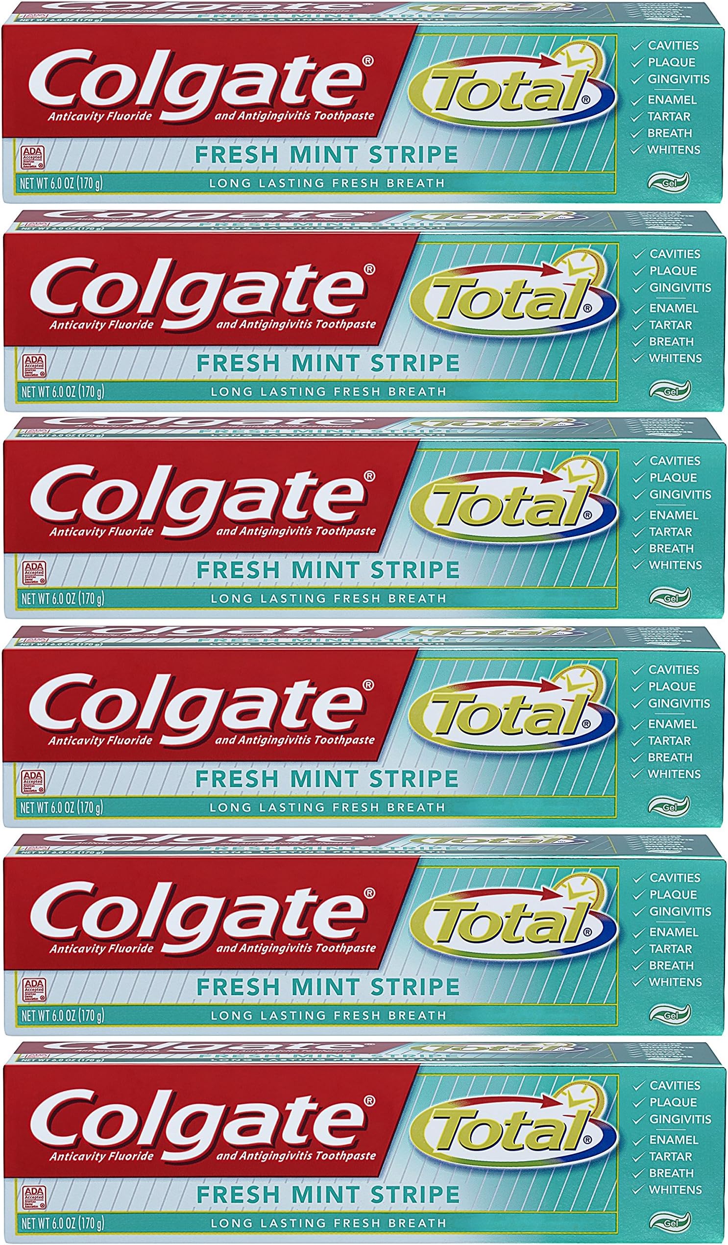 Amazon.com: Colgate Total Fresh Mint Stripe Gel Toothpaste - 6 ounce (6 ...