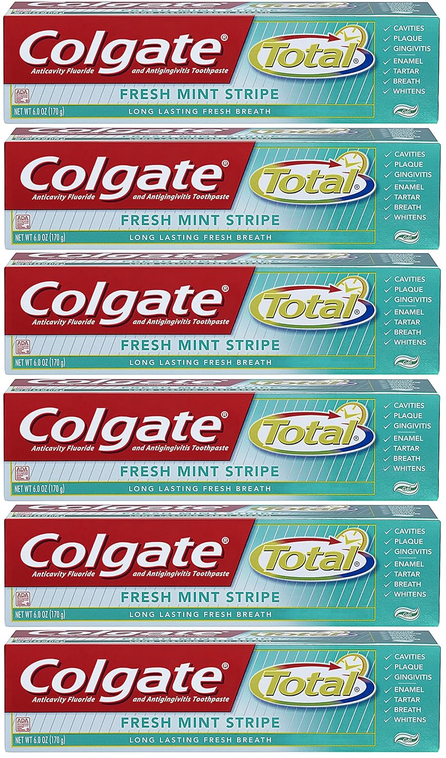 Amazon.com: Colgate Total Fresh Mint Stripe Gel Toothpaste - 6 ounce (6 ...