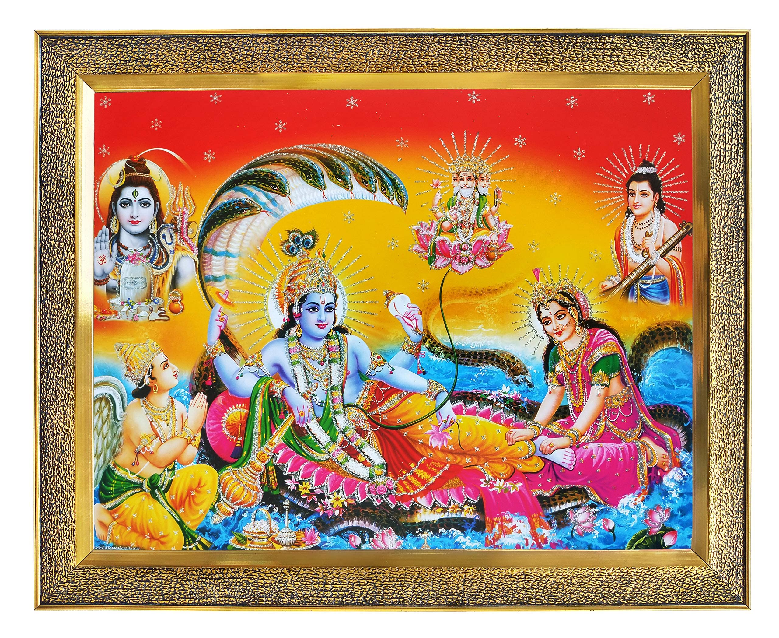Buy khanna Vishnu Laxmi/Lakshmi Ji On Sheshnag With Shiva Brahma Ji ...