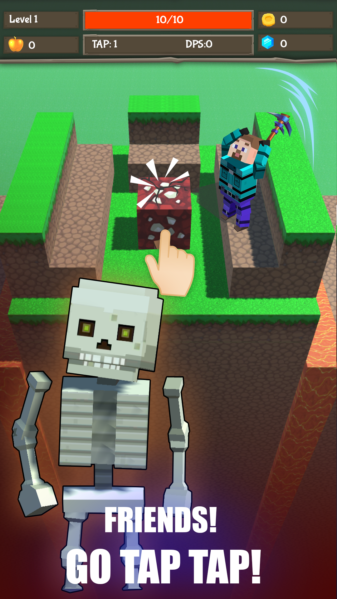 Miner steve - craft clicker! Tap to mine mineral, destroy blocks and evolve diggers. Hire miners ...