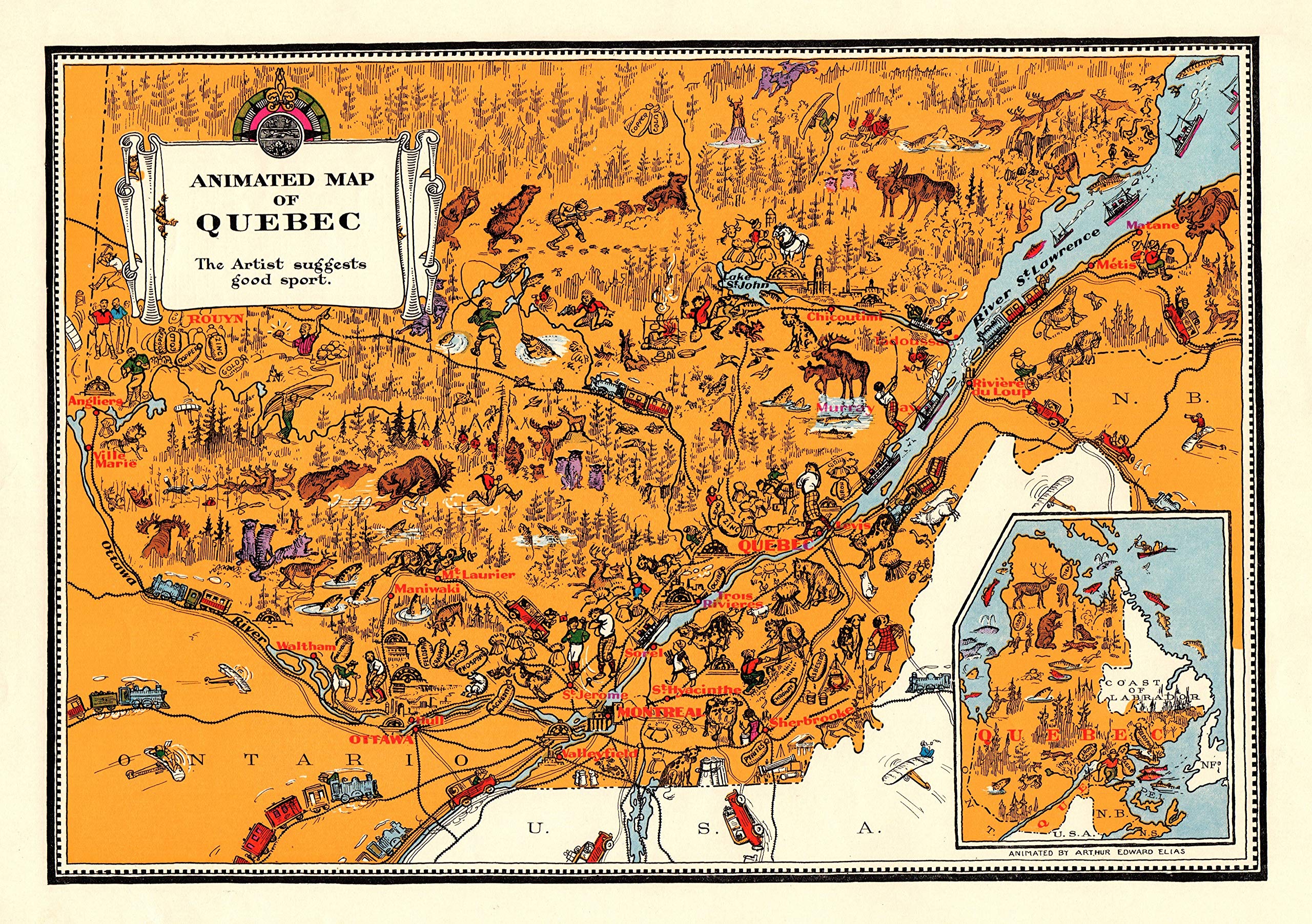 Buy Vintage Animated Quebec Canada Picture 1930s Pictorial Animated ...