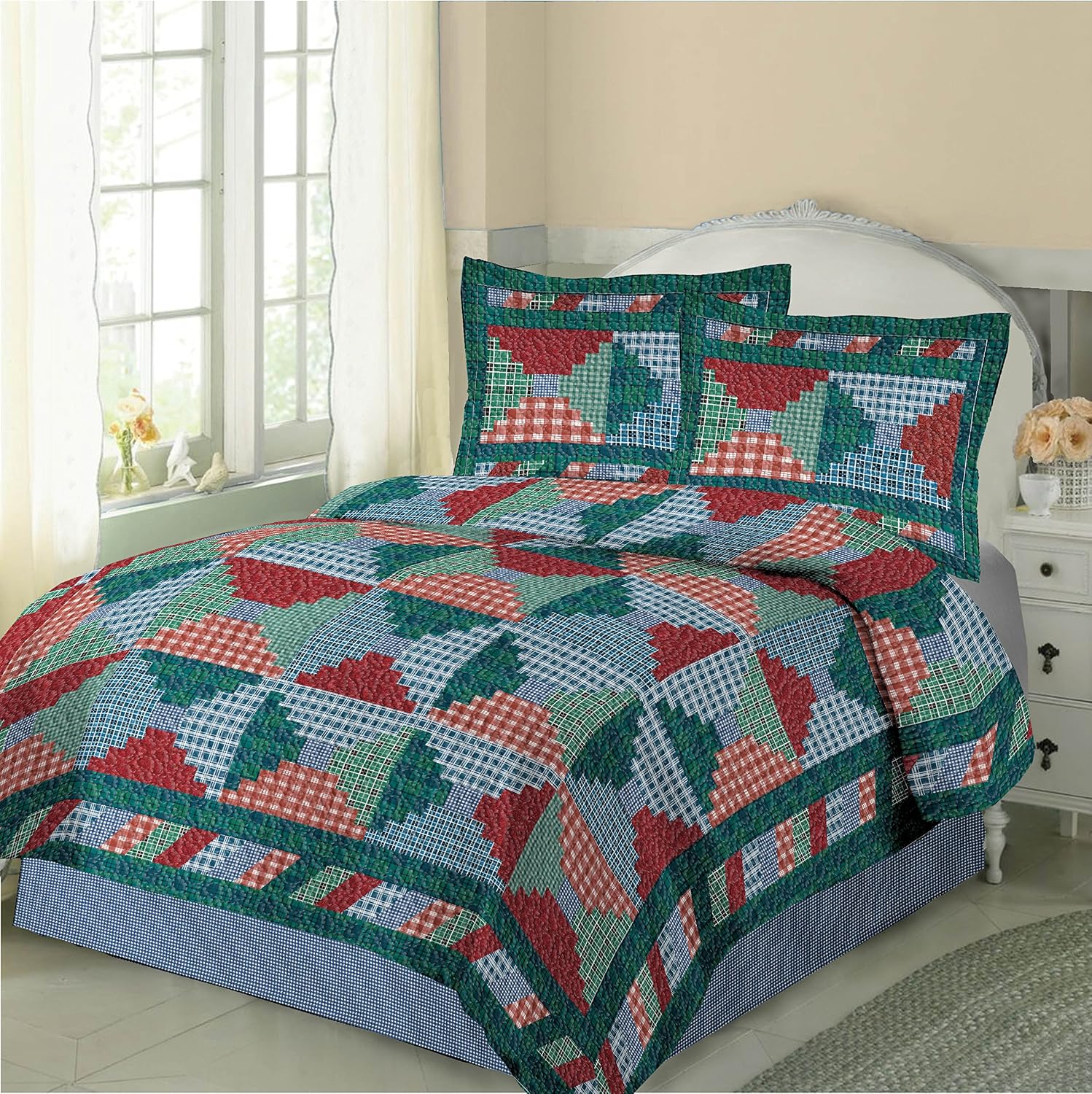 Amazon.com: PDK/Regency Plaid Patchwork Mini Quilt Set, King : Home ...