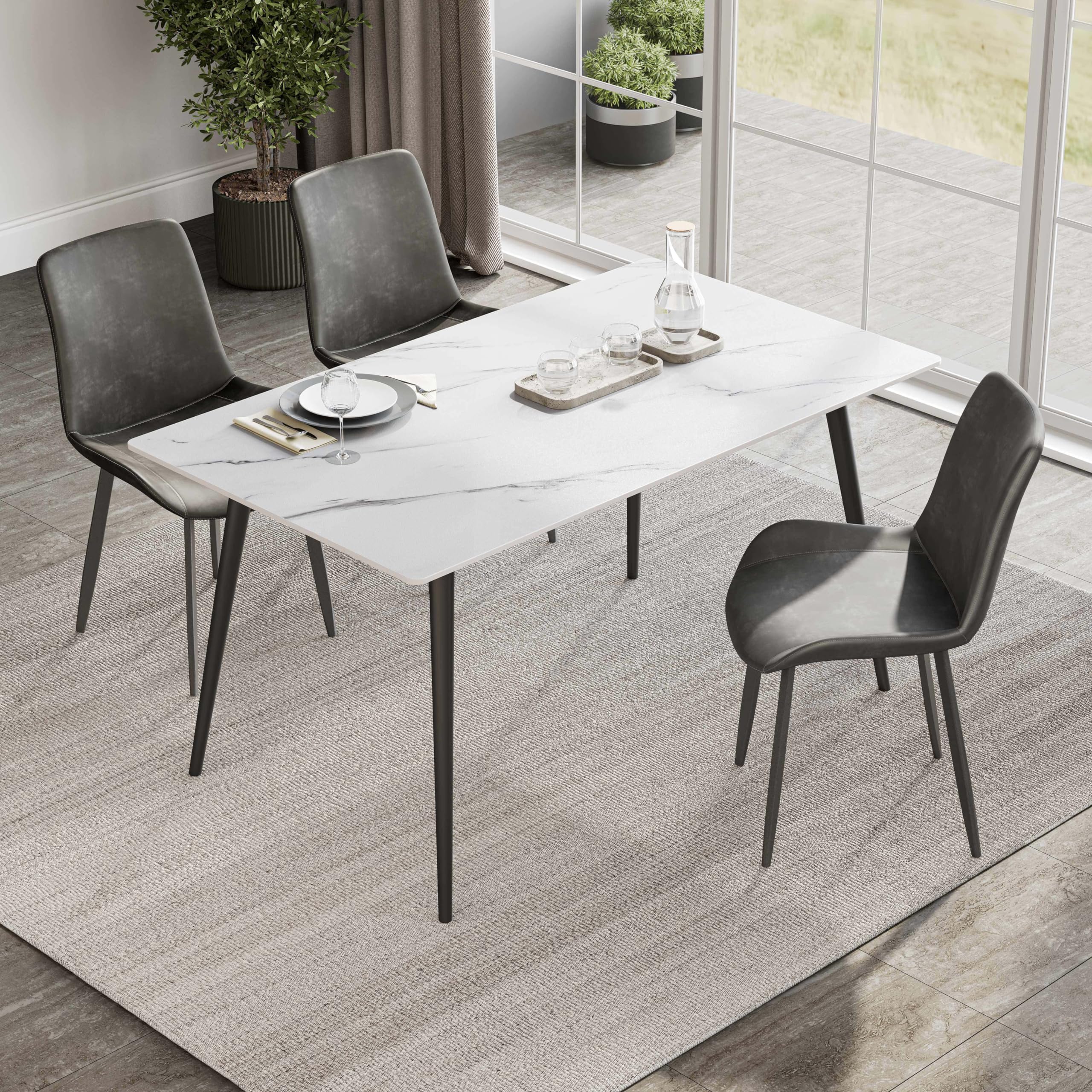 Amazon.com - EUREKA ERGONOMIC Dining Table with Marble Sintered Stone ...