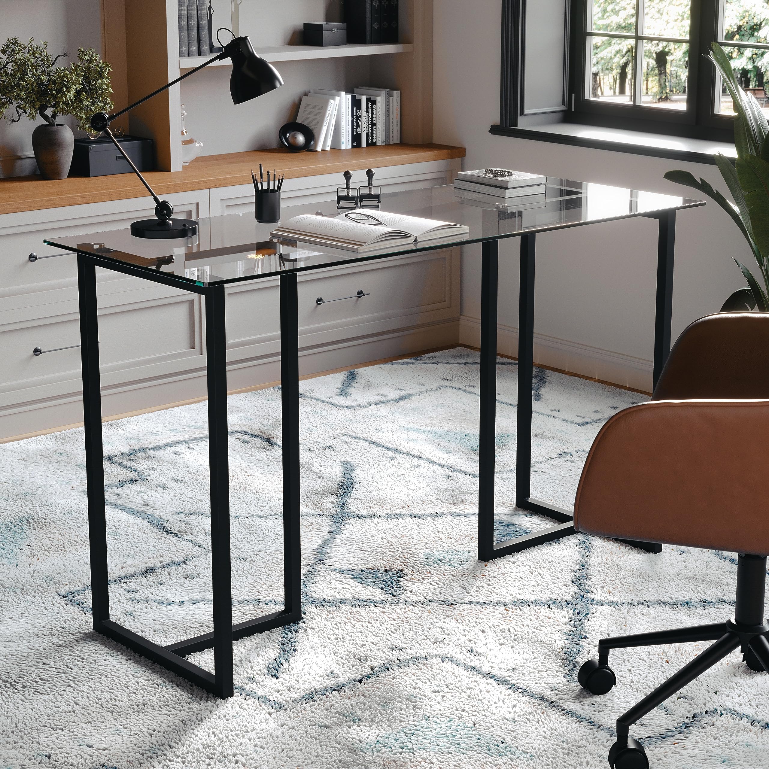 Amazon.com: Kings Brand Chrome Metal With Tempered Glass Home Office ...
