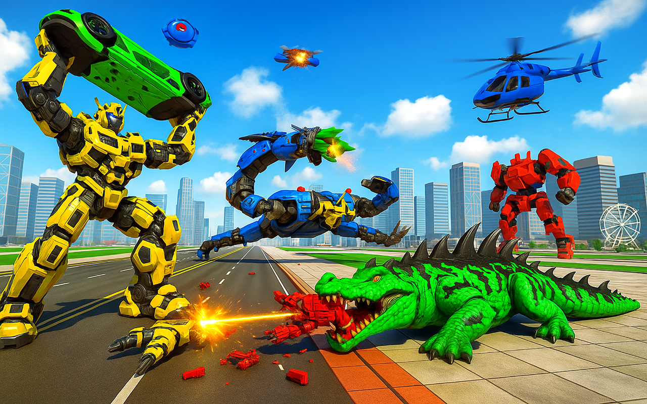 Animal Transforming Robot Game: Transform Robot Crocodile Fighting ...