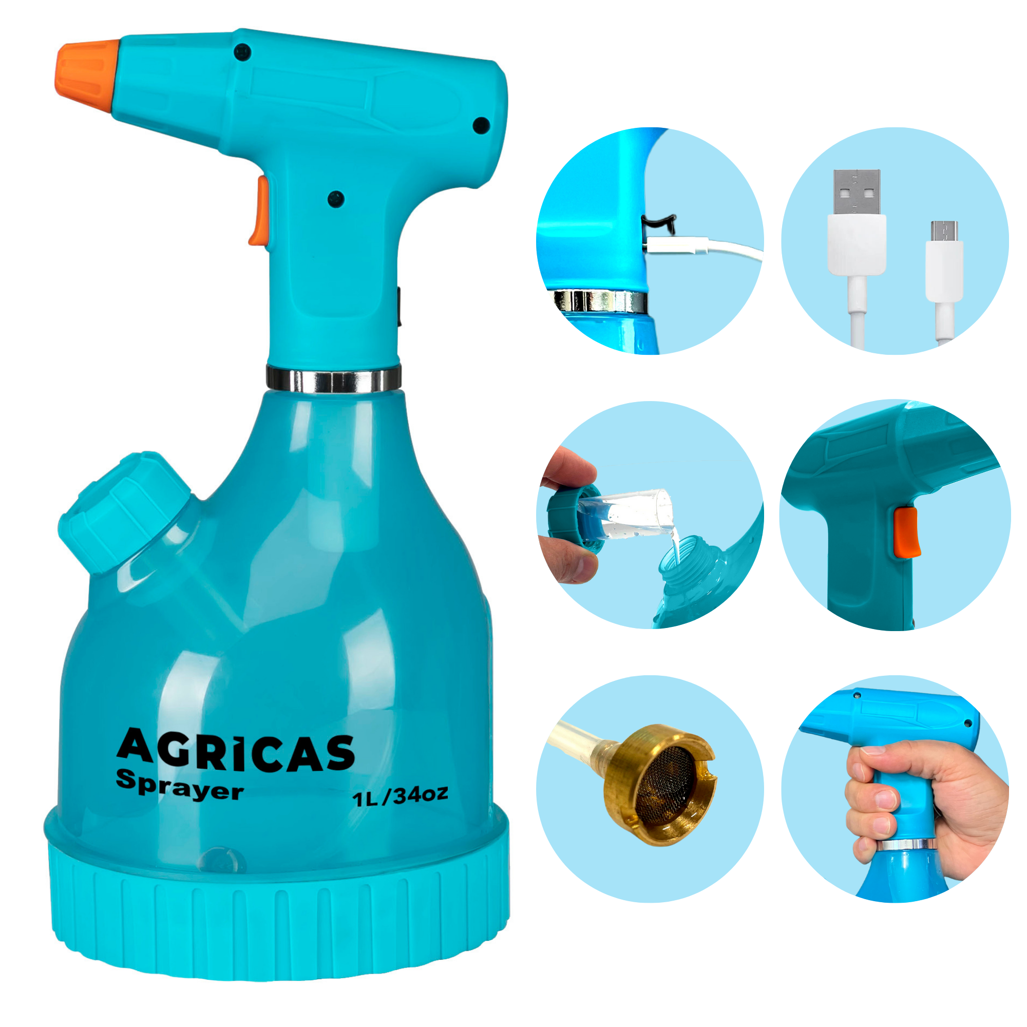 Snapklik.com : AGRICAS 1L Electric Plant Mister Spray Bottle 34 Oz ...