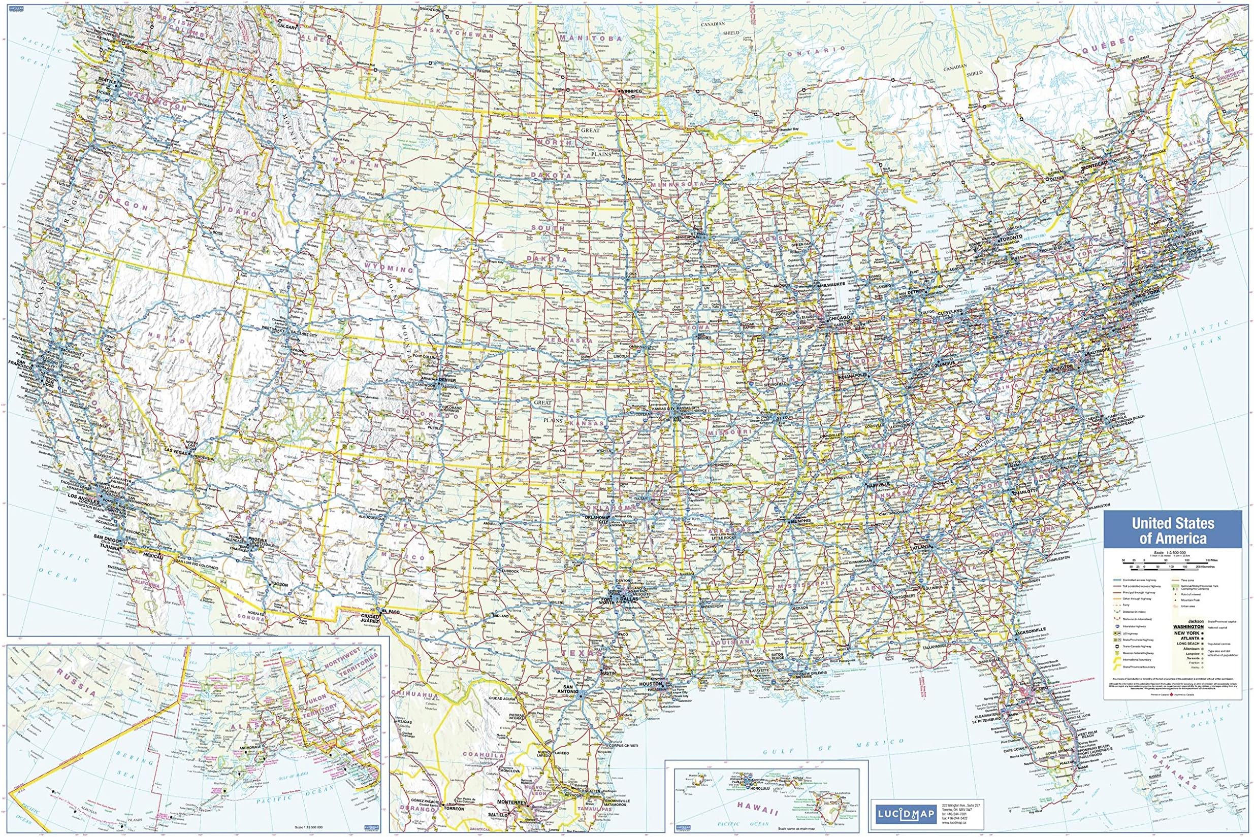 Amazon.com : Globe Turner USA Interstate Highways Large Wall Map - 36 x ...