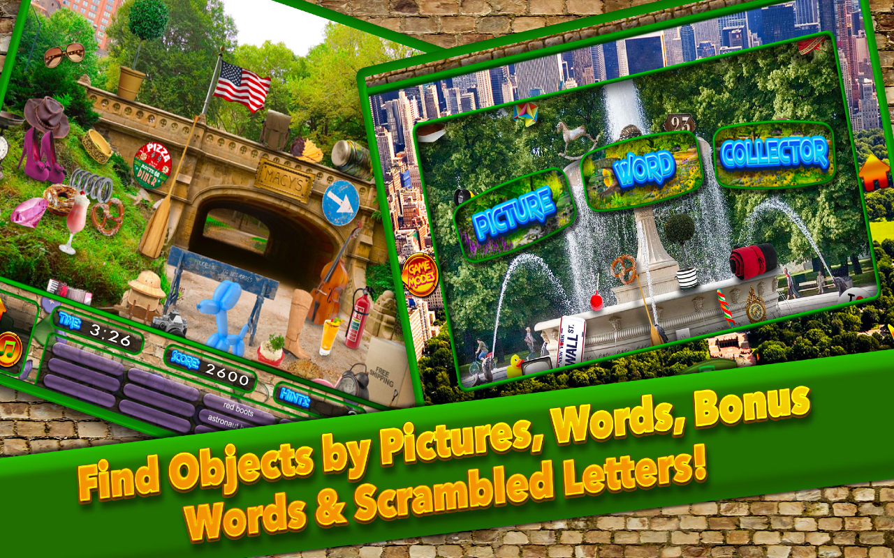 Hidden Objects Central Park New York City Gardens – Object Time Puzzle ...
