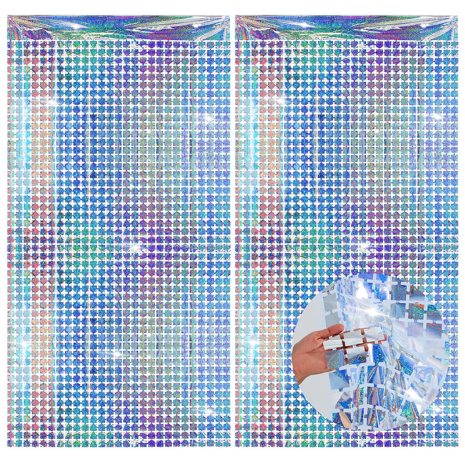 Pack of 4 Metallic Glitter Curtains, Silver Tinsel Curtains, Glitter ...