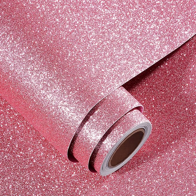 FunStick Glitter Hot Pink Contact Paper 15.8"x240" Glitter Peel and ...
