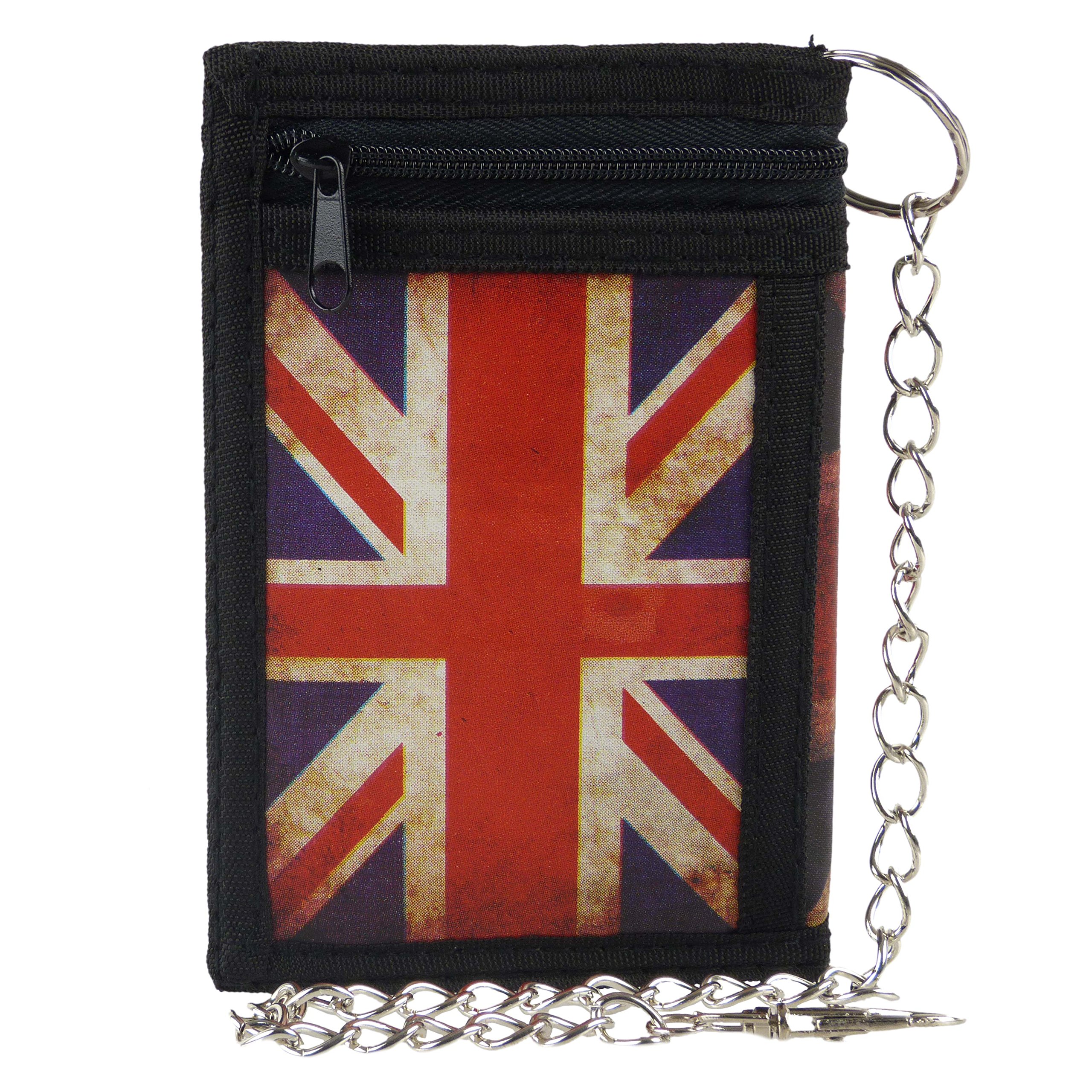 Buy Mens Boys Union Jack Tri-Fold Wallet with Chain Clip British UK ...