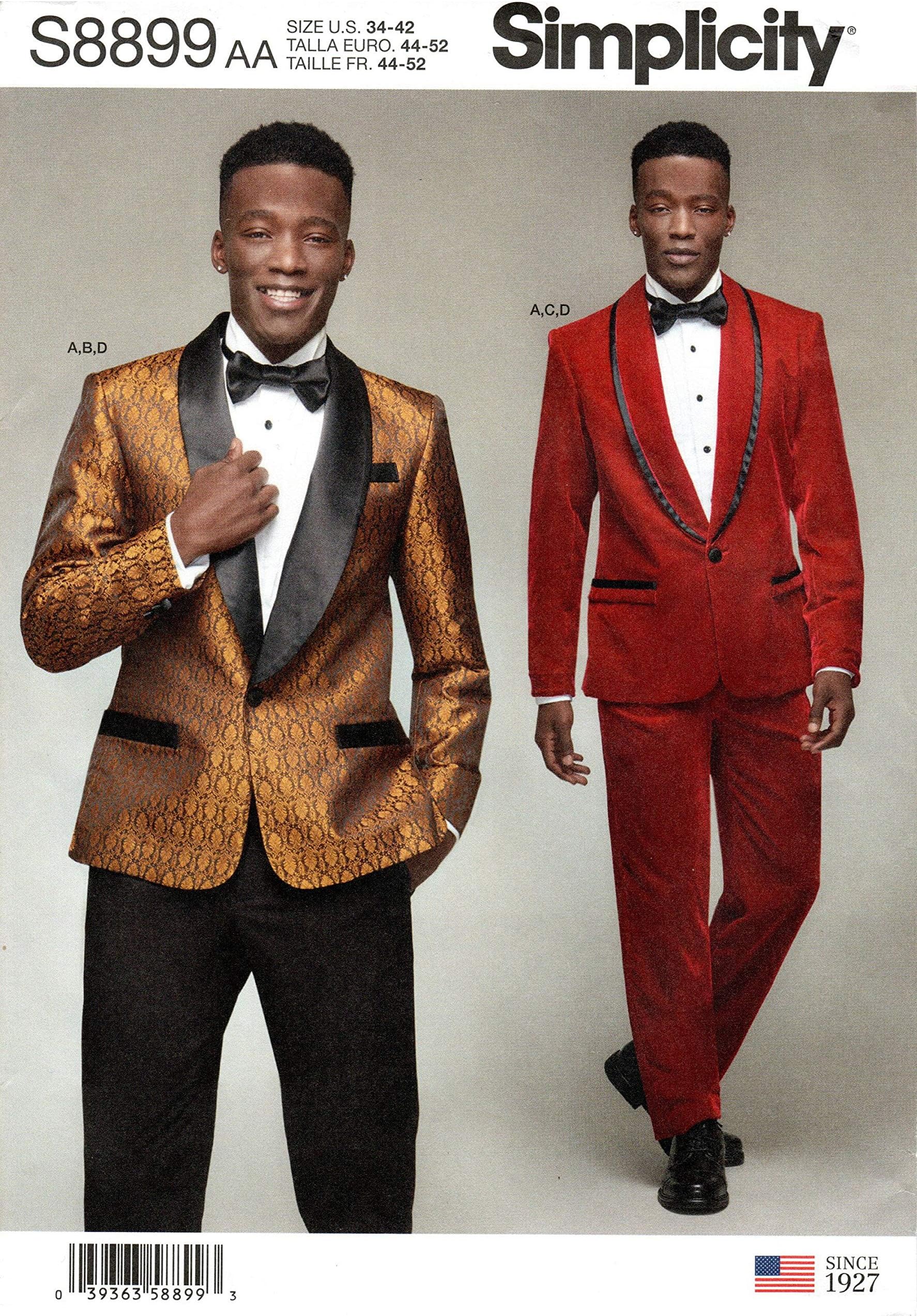 SIMPLICITY Schnittmuster S8899 Herren Smoking Jacken, Hosen und Fliege ...