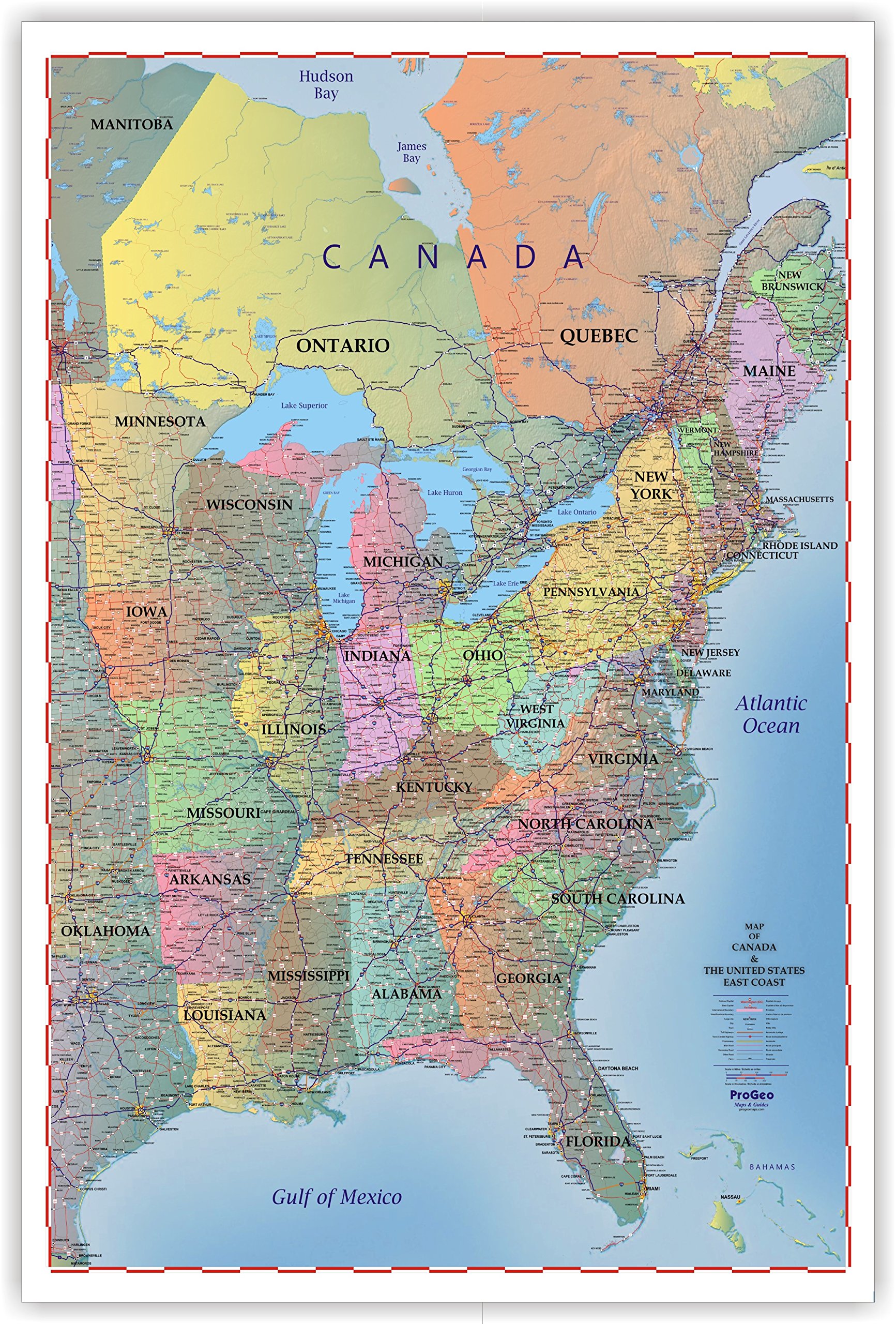 En El Mapa De Los Estados De La Costa Este
