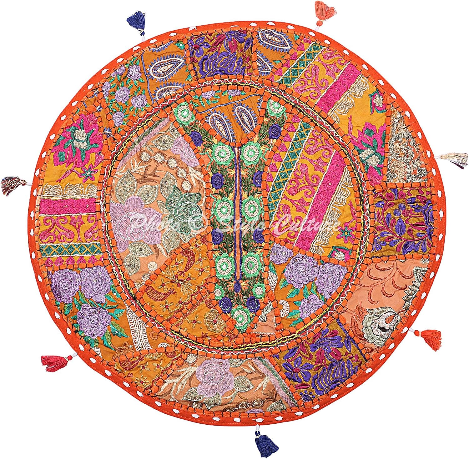 Stylo Culture Indien Rond Housse De Coussin De Sol Intérieur 45x45 cm ...
