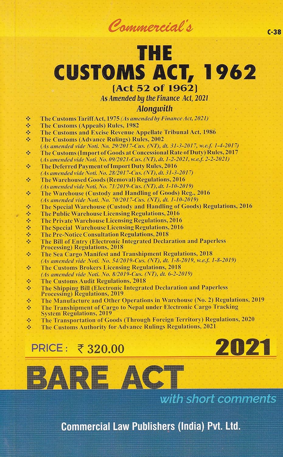 Commercial's The Customs ACT, 1962 - 2021/edition: Bare Act ...