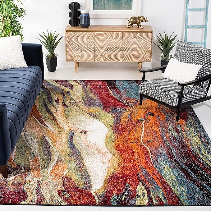Amazon.com: SAFAVIEH Glacier Collection Area Rug - 9' x 12', Red ...