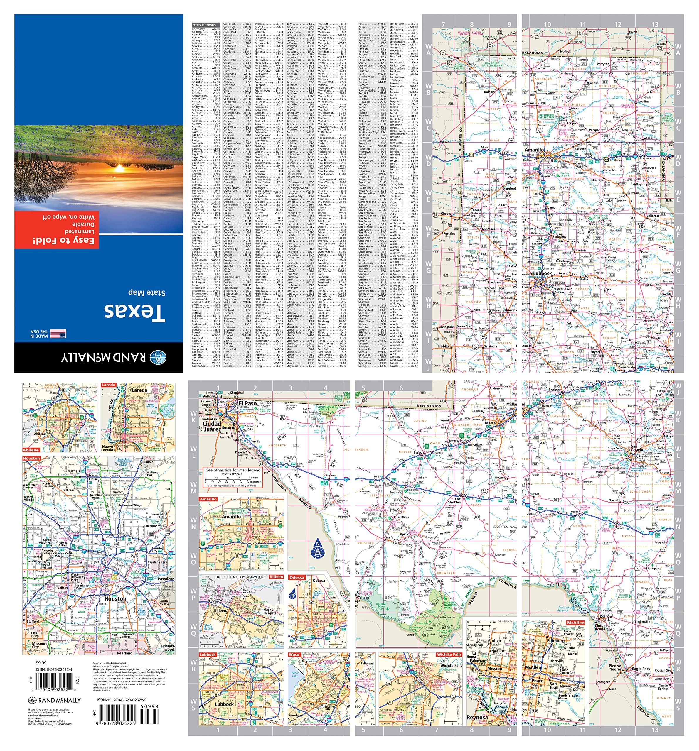 Snapklik.com : Easy To Fold: Texas State Laminated Map