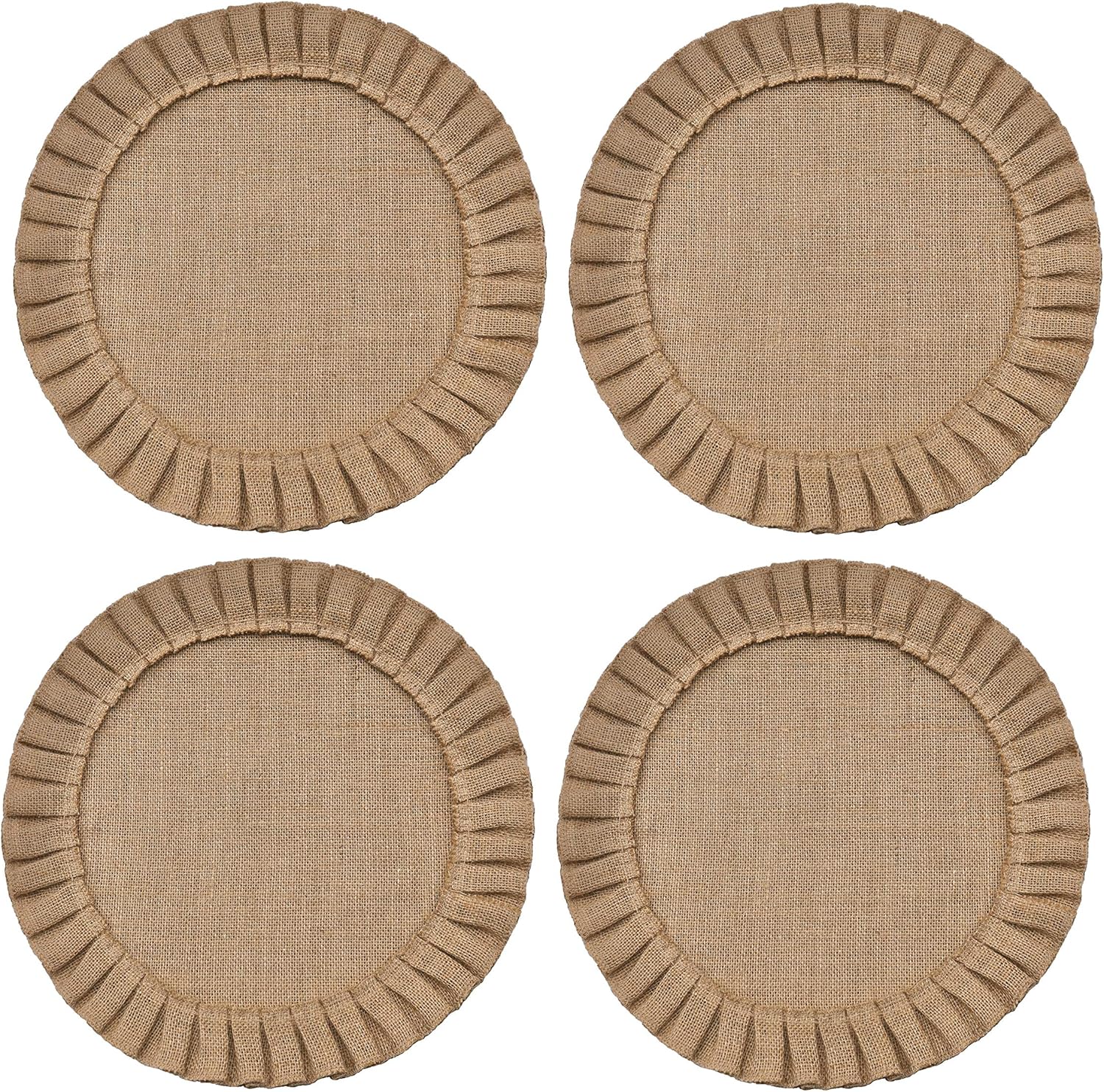 Amazon.com: Rustic Farmhouse Burlap Round Placemats, Set of 4, Size in ...
