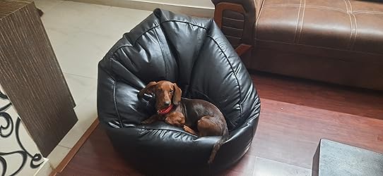 VSK Faux Leather Bean Bag XXXL Sofa Mudda Cover Black (Without Beans ...