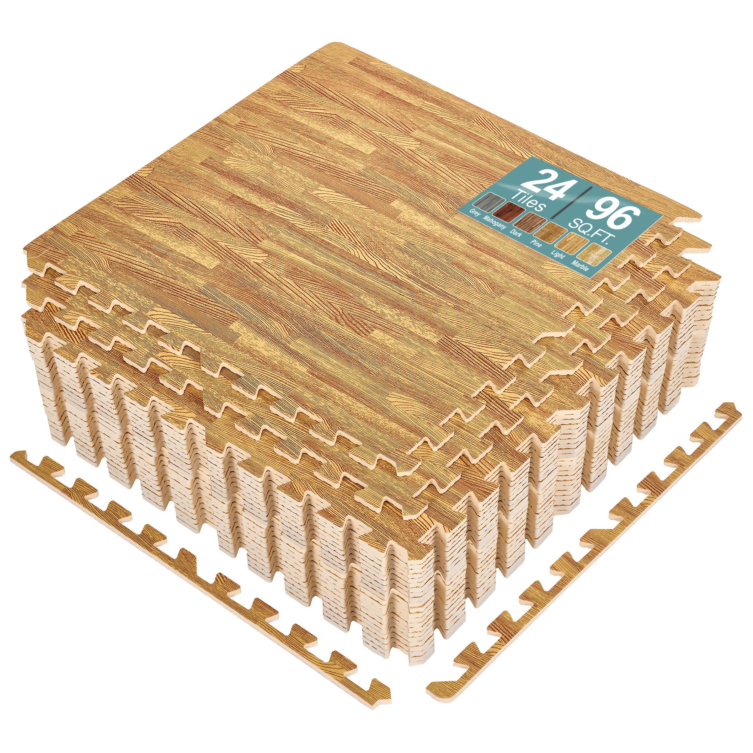 Snapklik.com : Sorbus 96 Sq Ft Wood Grain Floor Tiles Foam Mat EVA ...