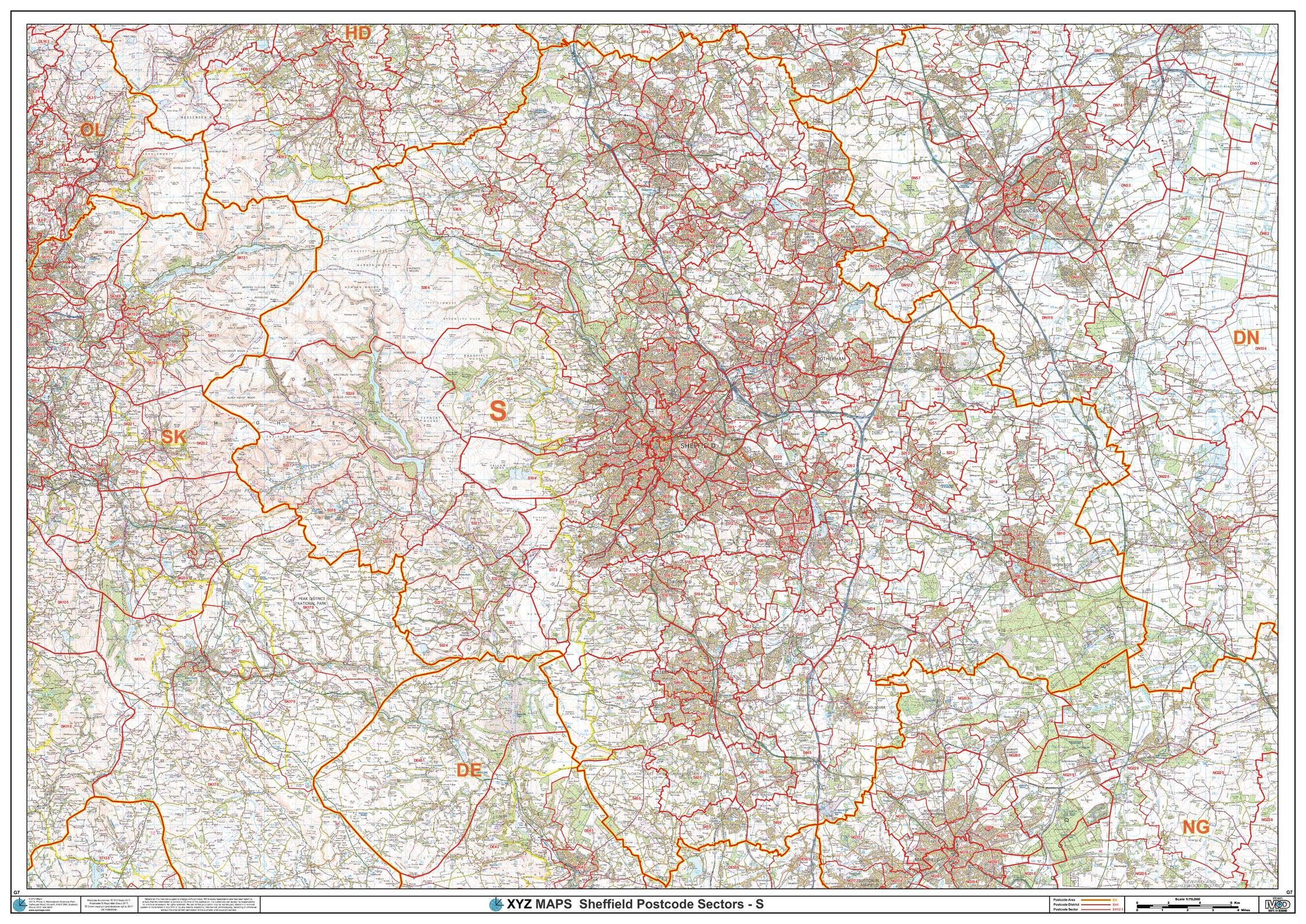 Online fashion store Paper Postcode Wall Map S Sheffield Save 20% on ...