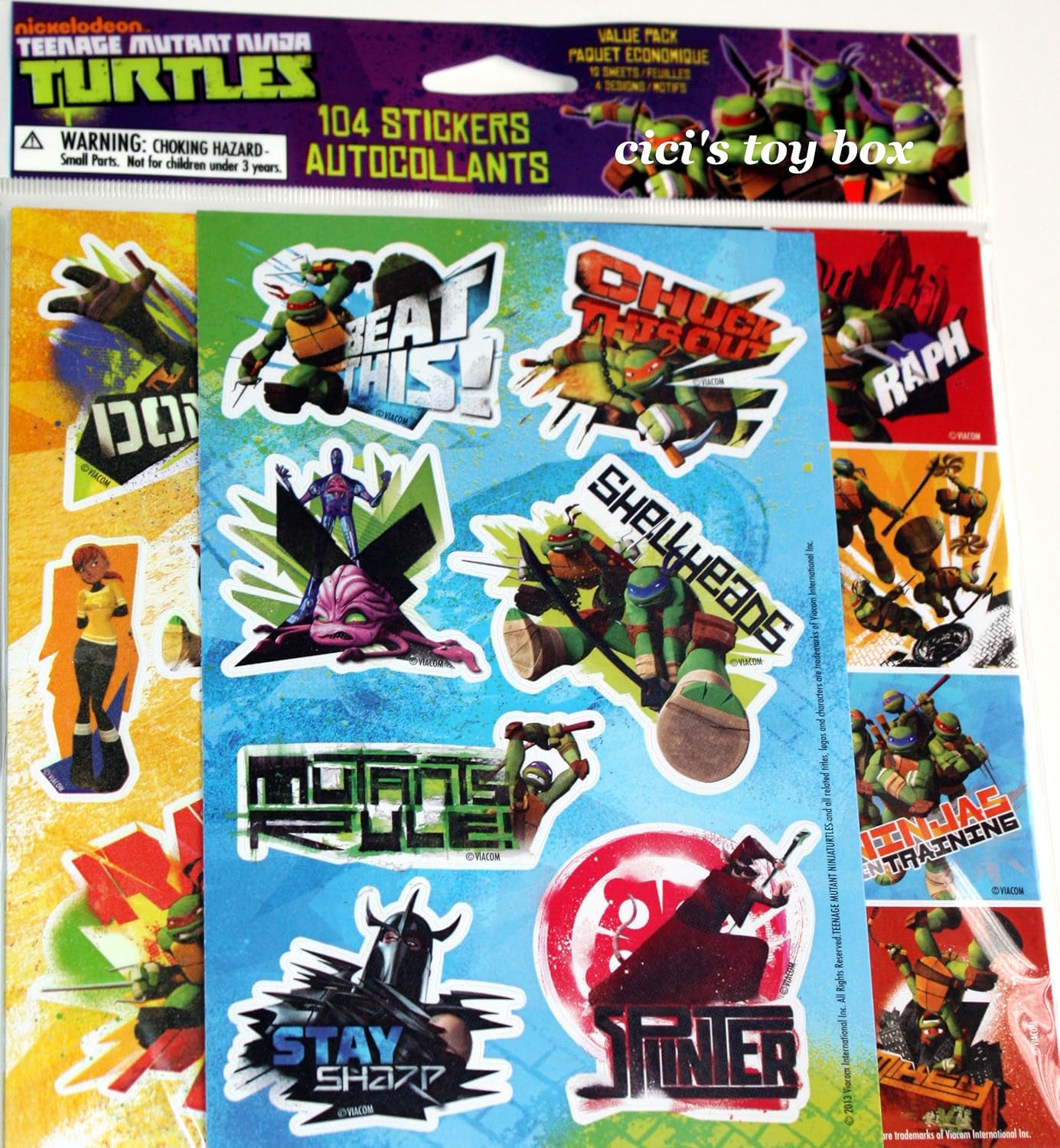 Amazon.com: Teenage Mutant Ninja Turtles Stickers, 104 Stickers : Toys ...