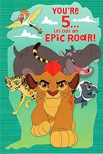 The Lion Guard Happy 5th Fifth (Age 5) Birthday Card Featuring Kion ...