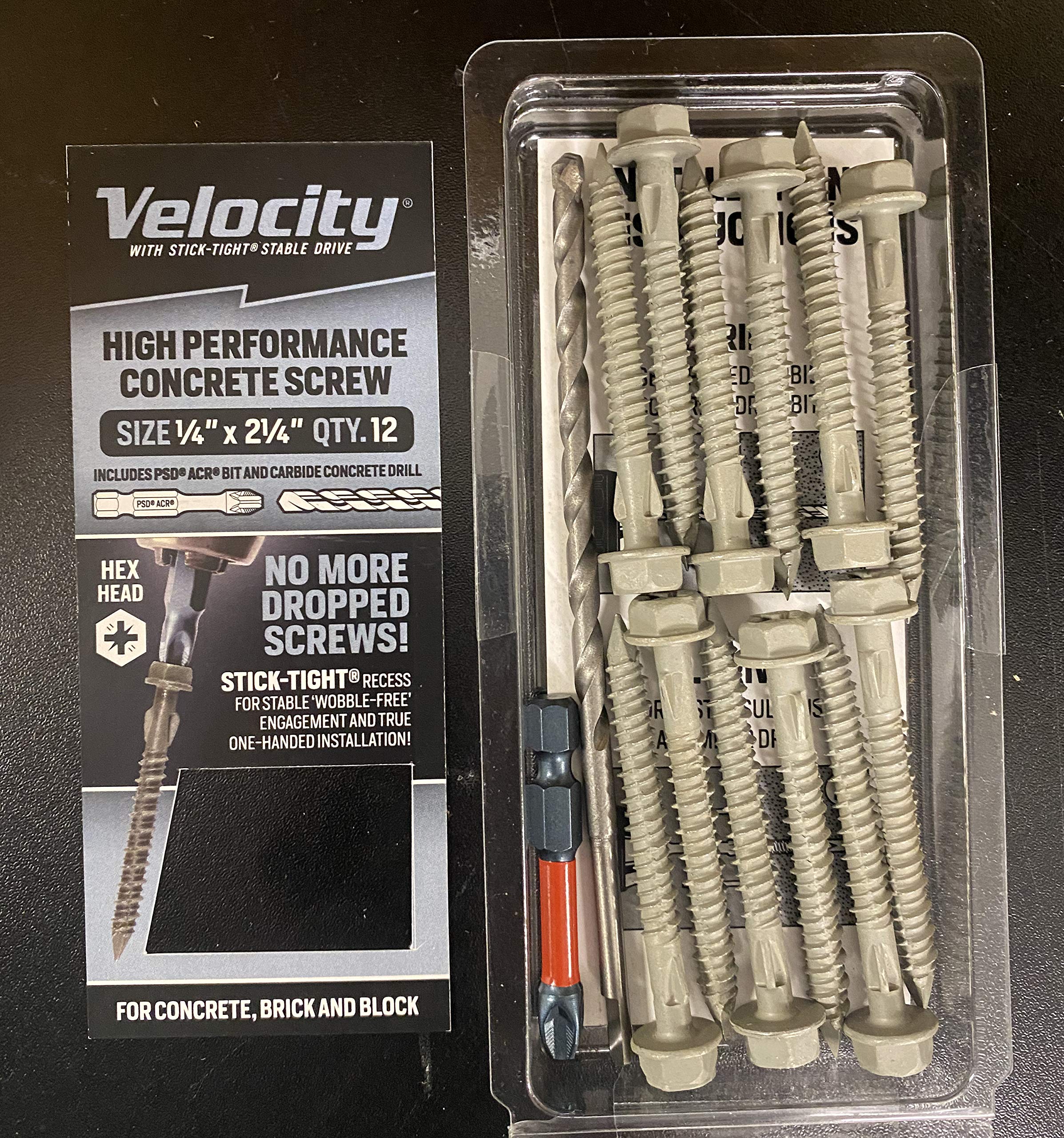 Snapklik.com : Velocity Concrete Screw Set Includes 12 High-Performance ...