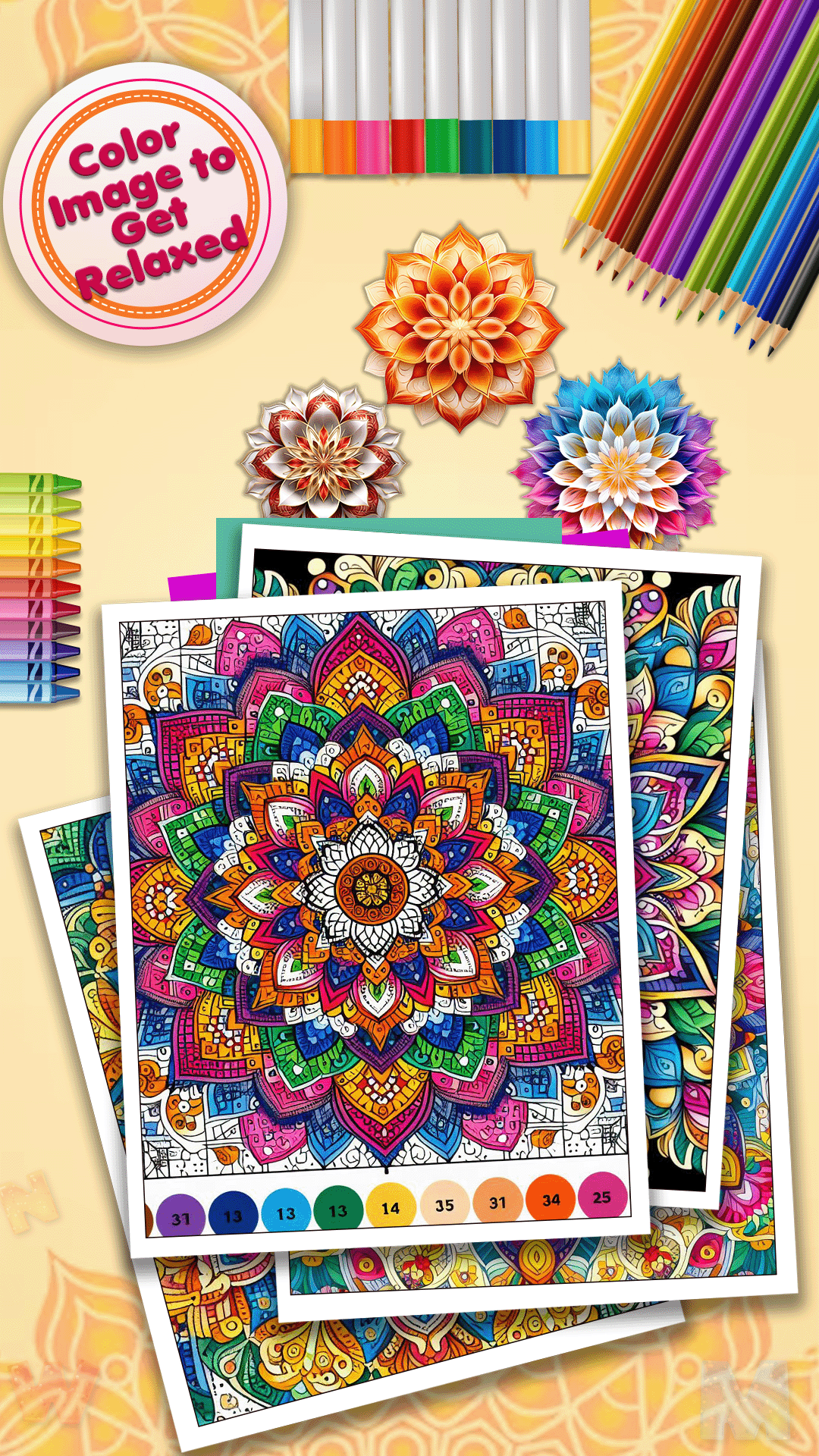 Mandala Color By Number Art : Flower Mandala Coloring Book - Mandala ...