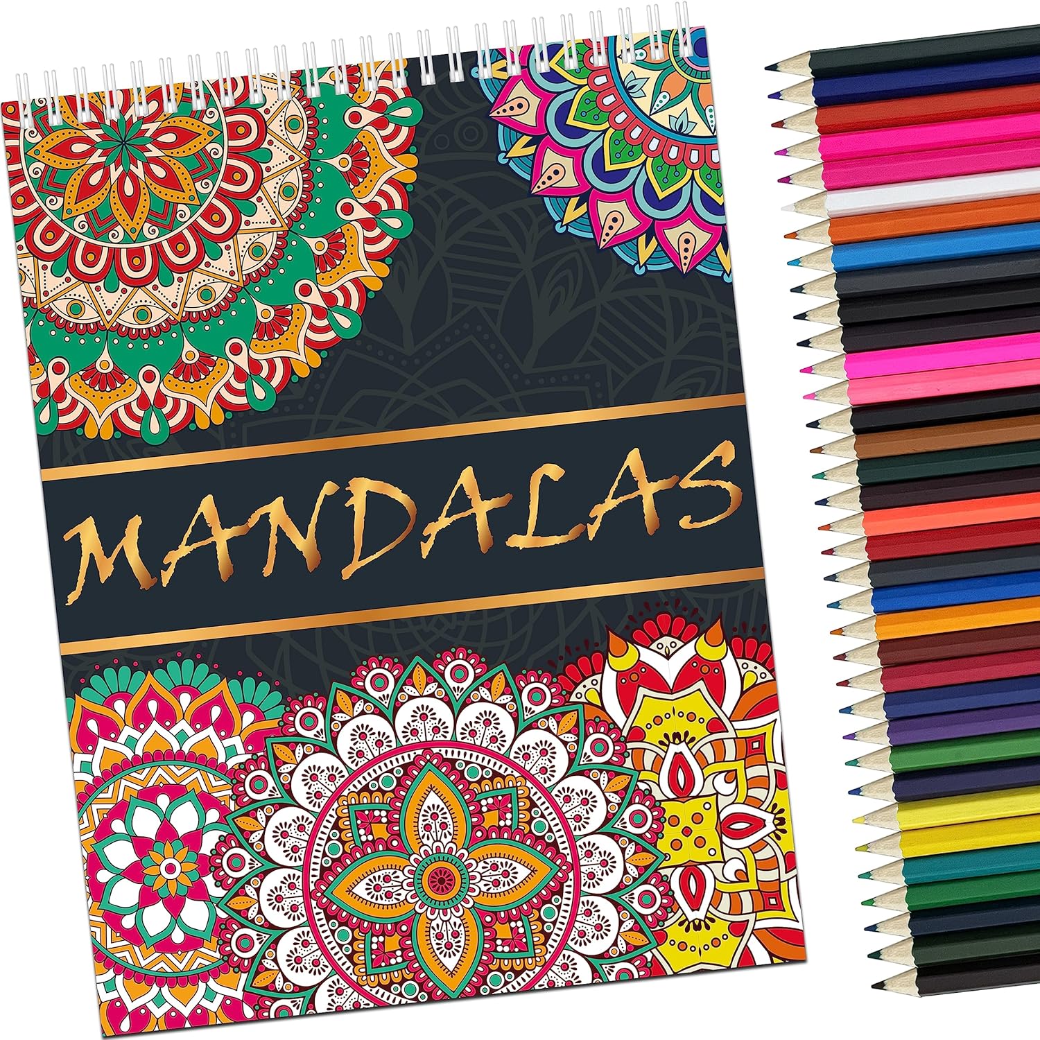 Mandalas Coloring Book with 36 Colored Pencils,Mandalas Coloring Books ...