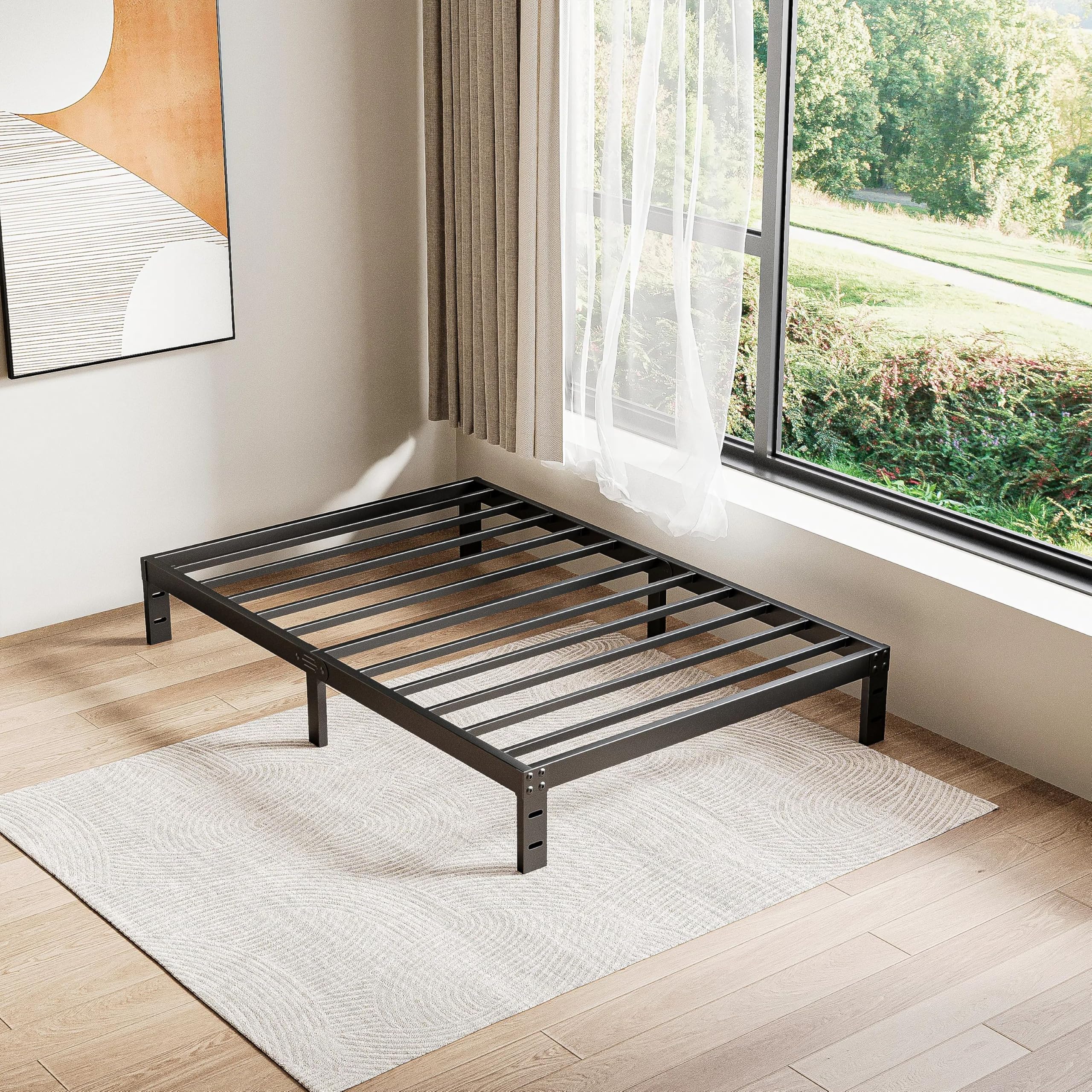 Amazon.com: LUKIROYAL Twin Metal Bed Frame, 7-Inch Platform, Heavy Duty ...