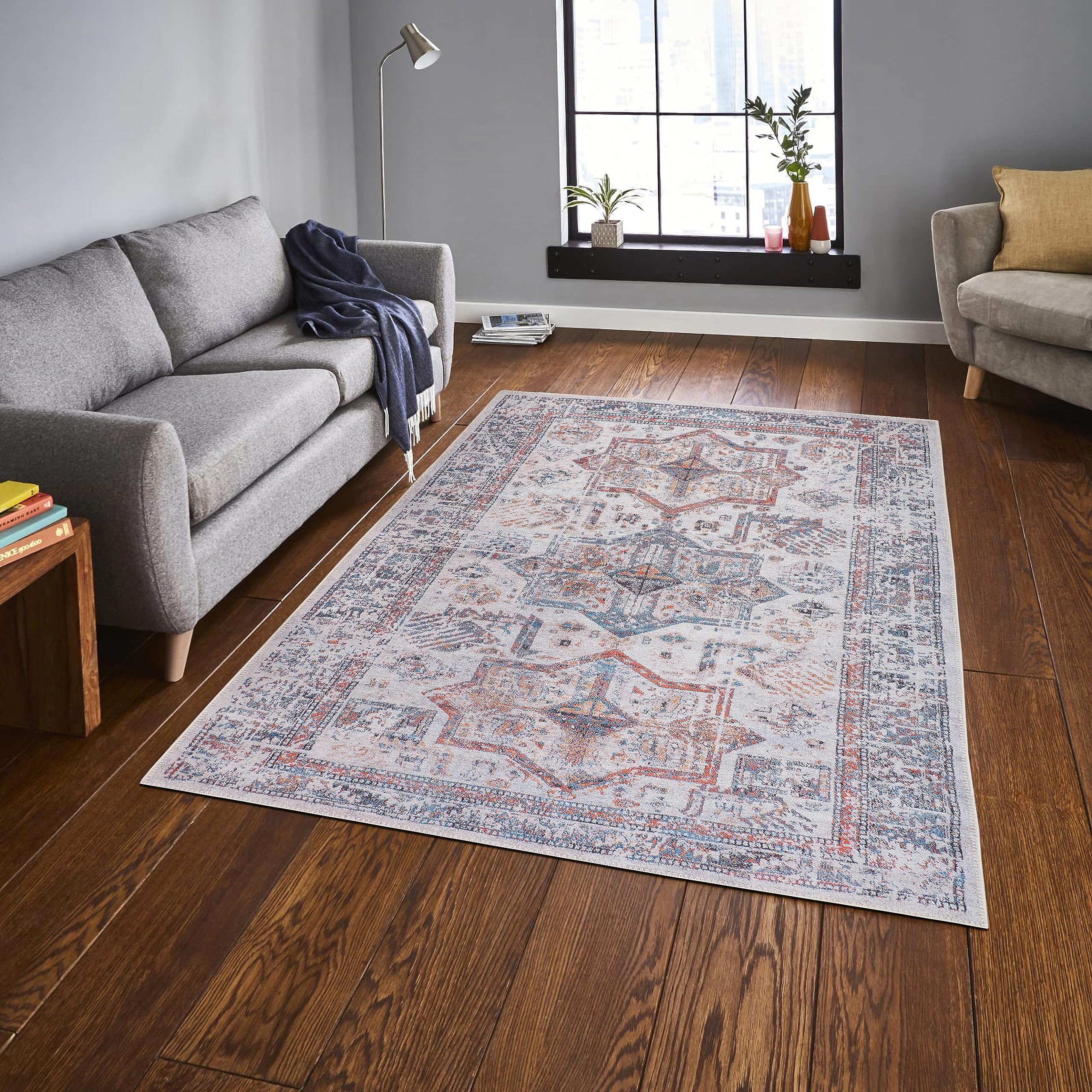 Bellini Rugs Machine Washable Rug with Non Slip Backing, Living Room ...