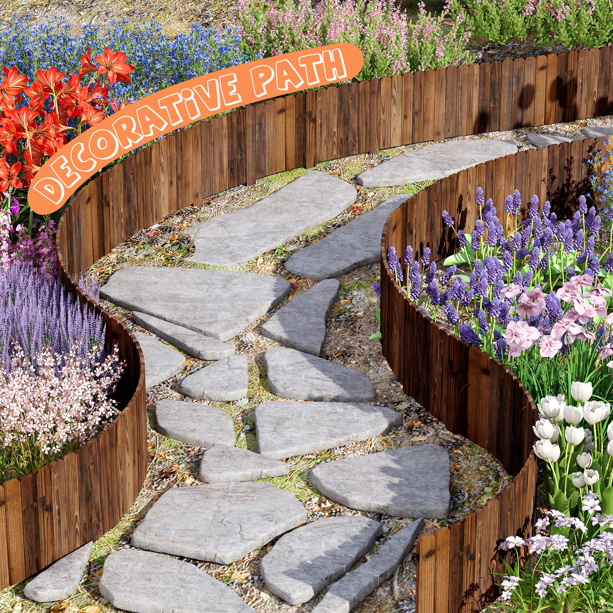Snapklik.com : Wooden Garden Fence,Wood Garden Edging Border For ...