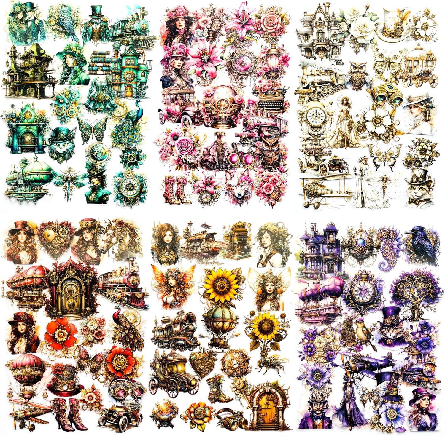 Amazon.com: Yoksas Vintage Victorian Steampunk Stickers - 120Pcs Clear ...