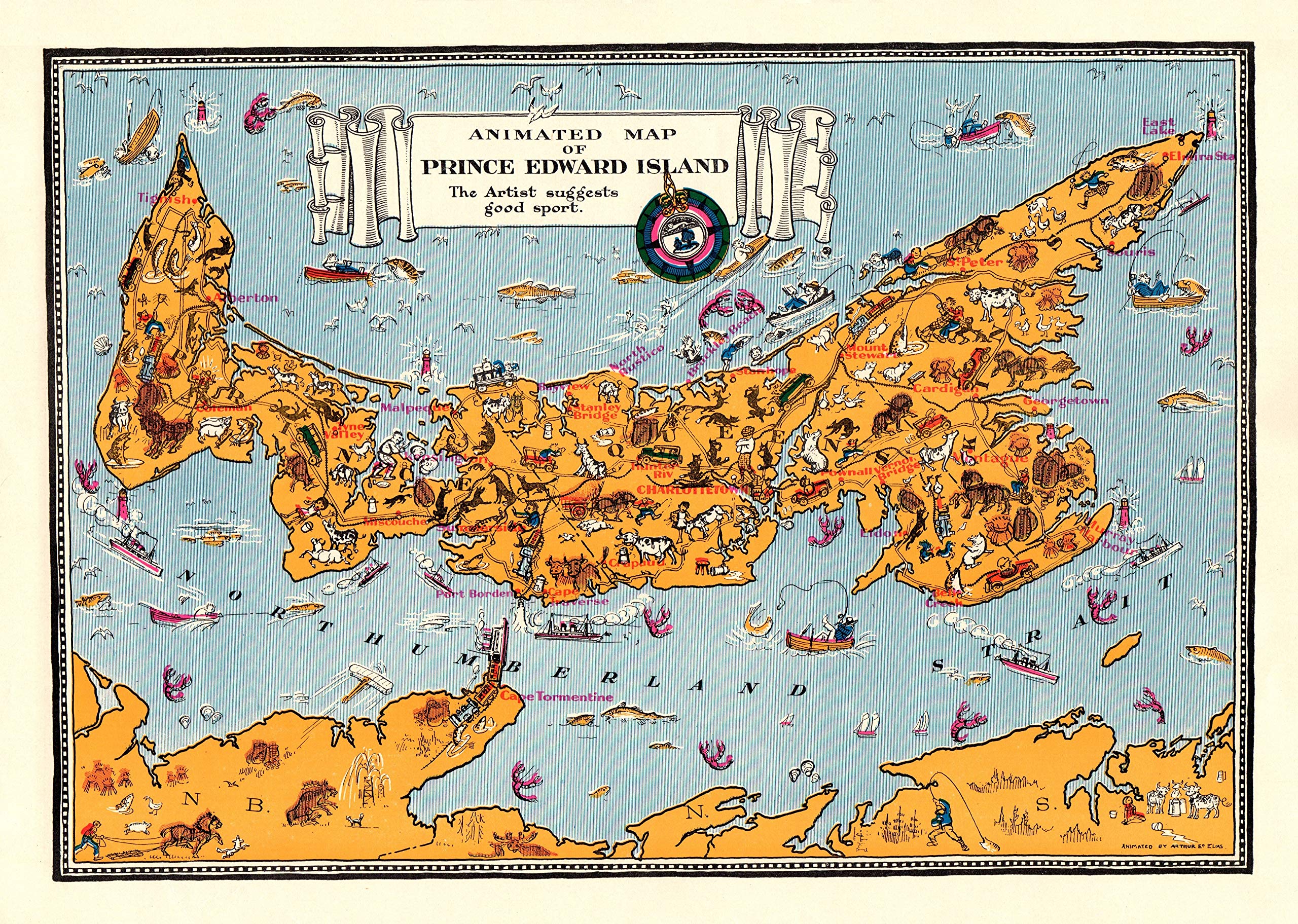 Buy Vintage Animated Prince Edward Island Canada Picture 1930s ...