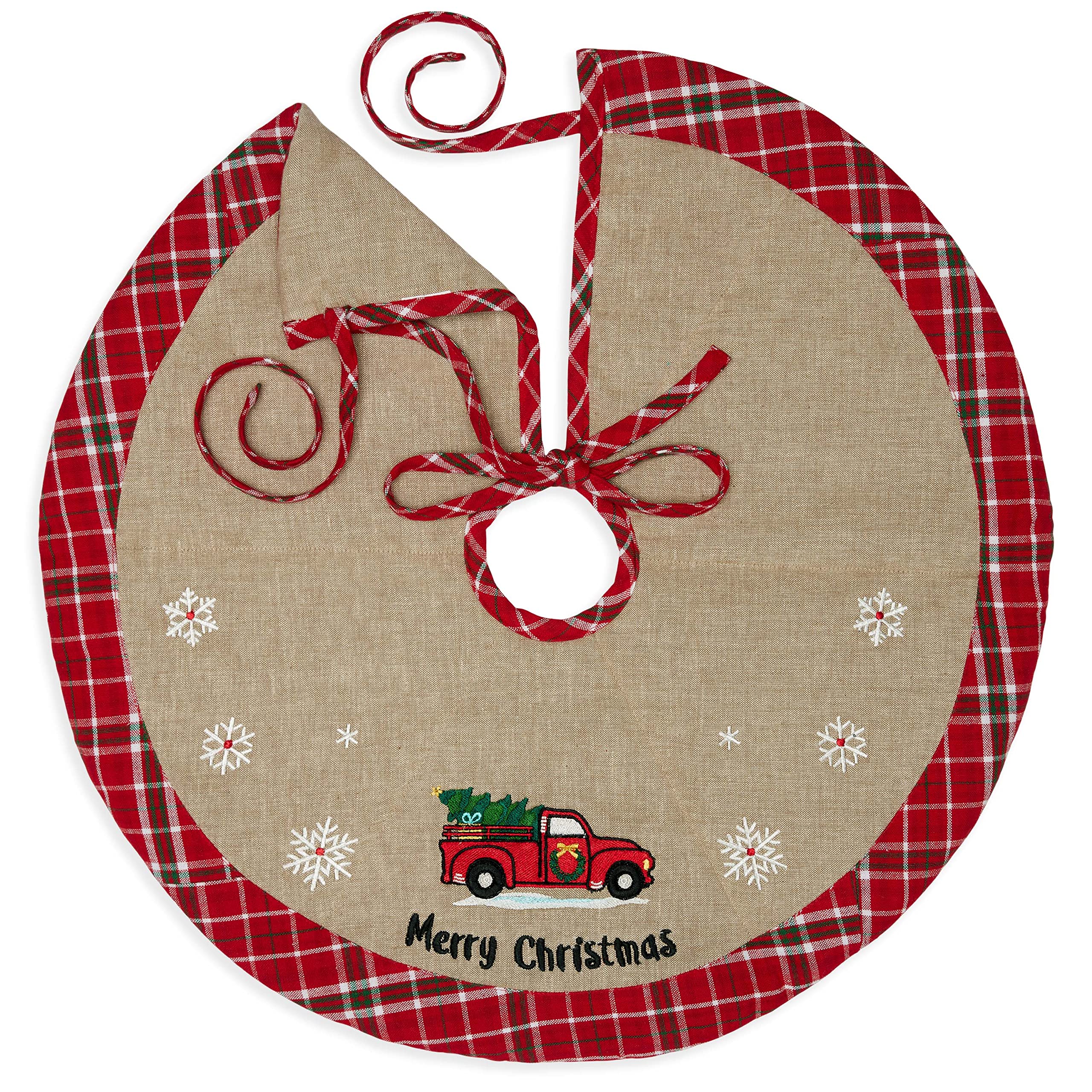 Amazon.com: Cackleberry Home Deluxe Merry Christmas Embroidered Red ...