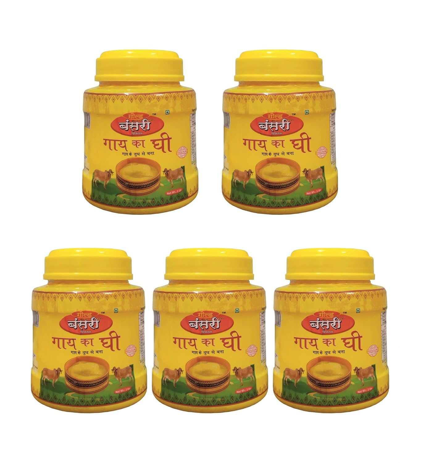 Gold Bansari Premium Ghee - 1 Litre (Pack of 5) - Pure Cow Ghee for ...