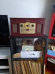 Sylvania SRCD838 5-in-1 Nostalgic Turntable with CD, Cassette, Radio ...