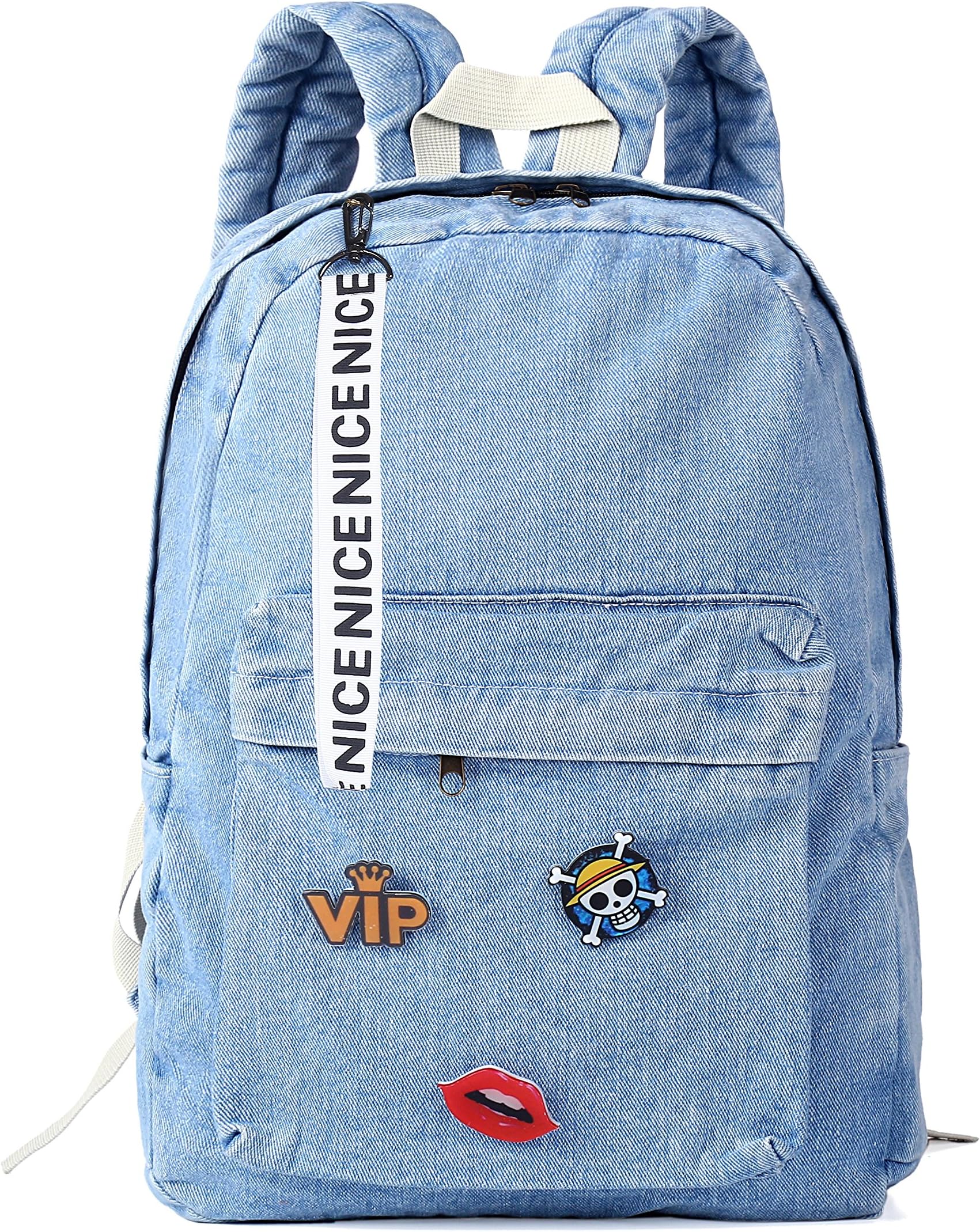 Amazon.com | zijie Denim Backpack for girls, women Classic Retro ...