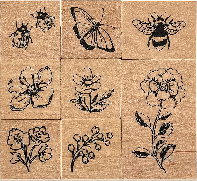 Amazon.com: Flower Wood Stamp Set by Recollections - Woods Stamps for ...